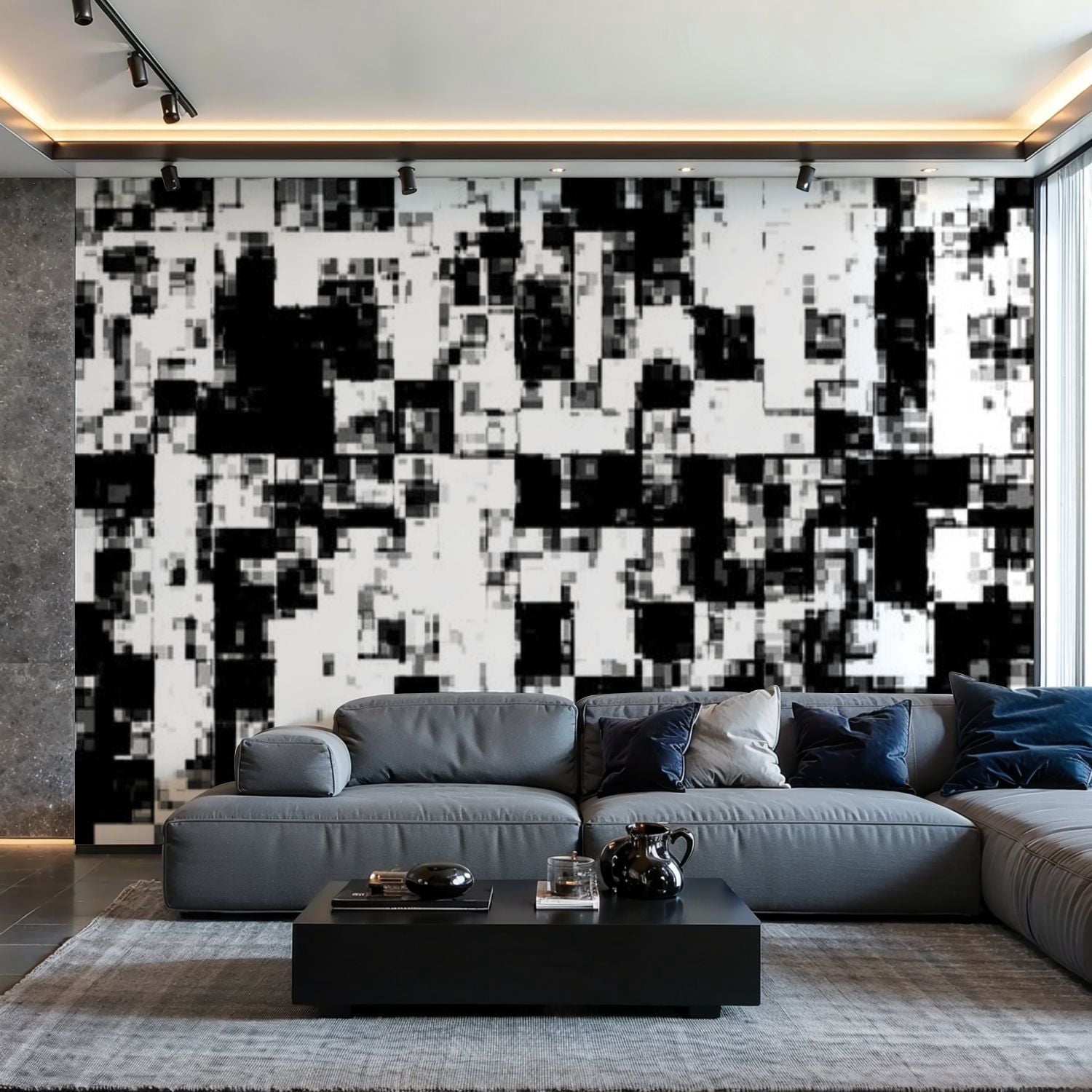 Prxcm Canvas Wall Mural Peel and Stick Large Wallpaper Black white ...