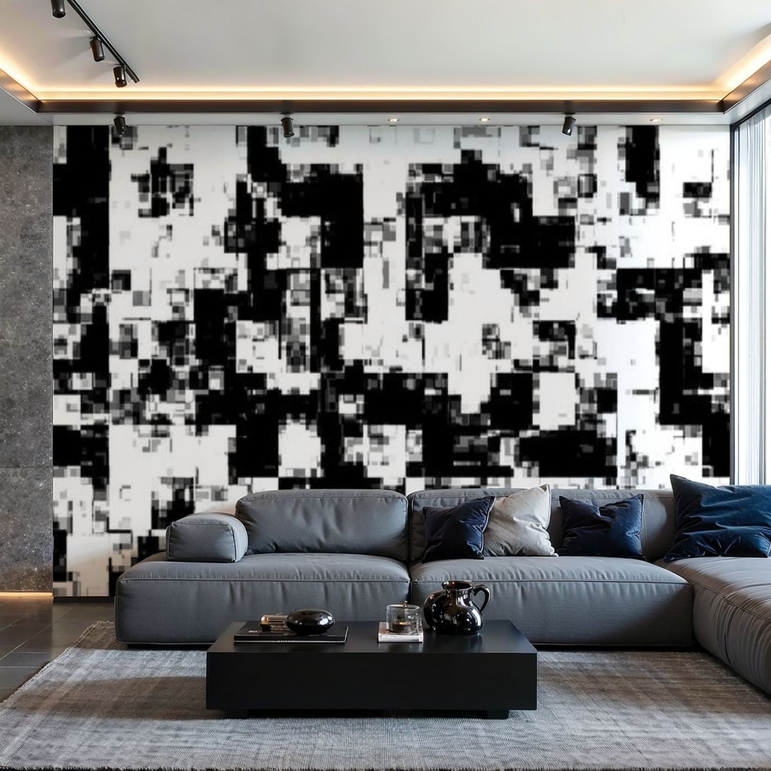 Prxcm Canvas Wall Mural Peel and Stick Large Wallpaper Black white ...