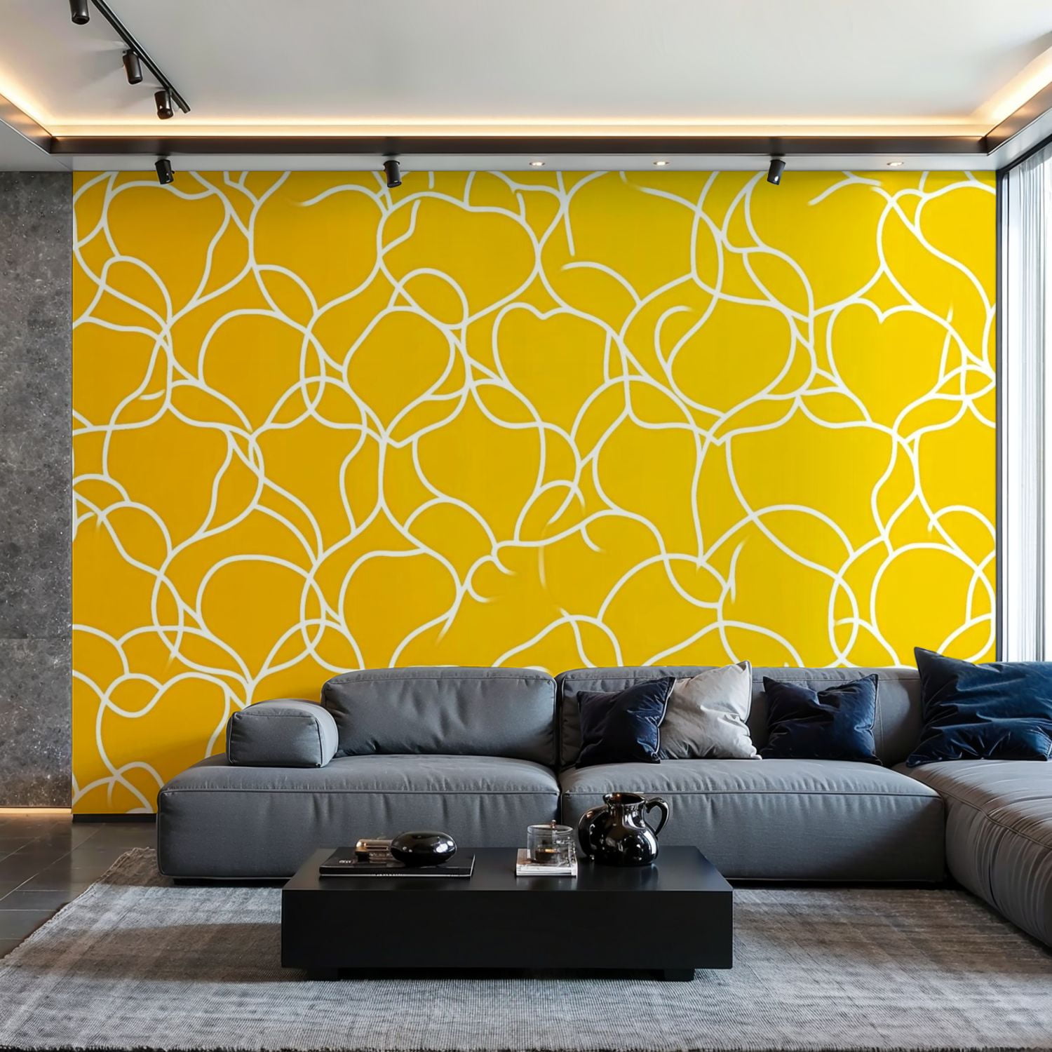 Prxcm Canvas Wall Mural Peel and Stick Large Wallpaper Bright Yellow ...