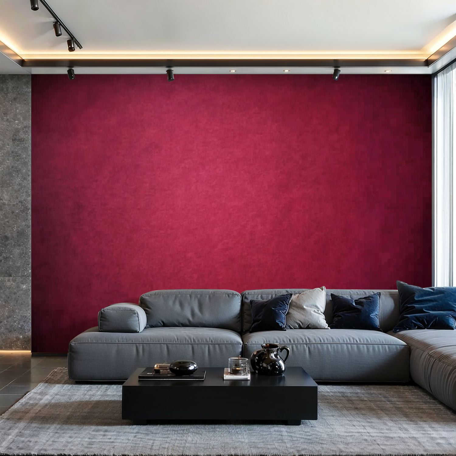Prxcm Canvas Wall Mural Peel and Stick Large Wallpaper Burgundy Red ...