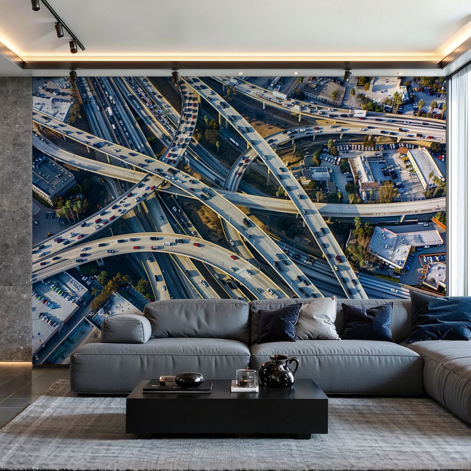 Prxcm Canvas Wall Mural Peel and Stick Large Wallpaper Busy Los Angeles ...