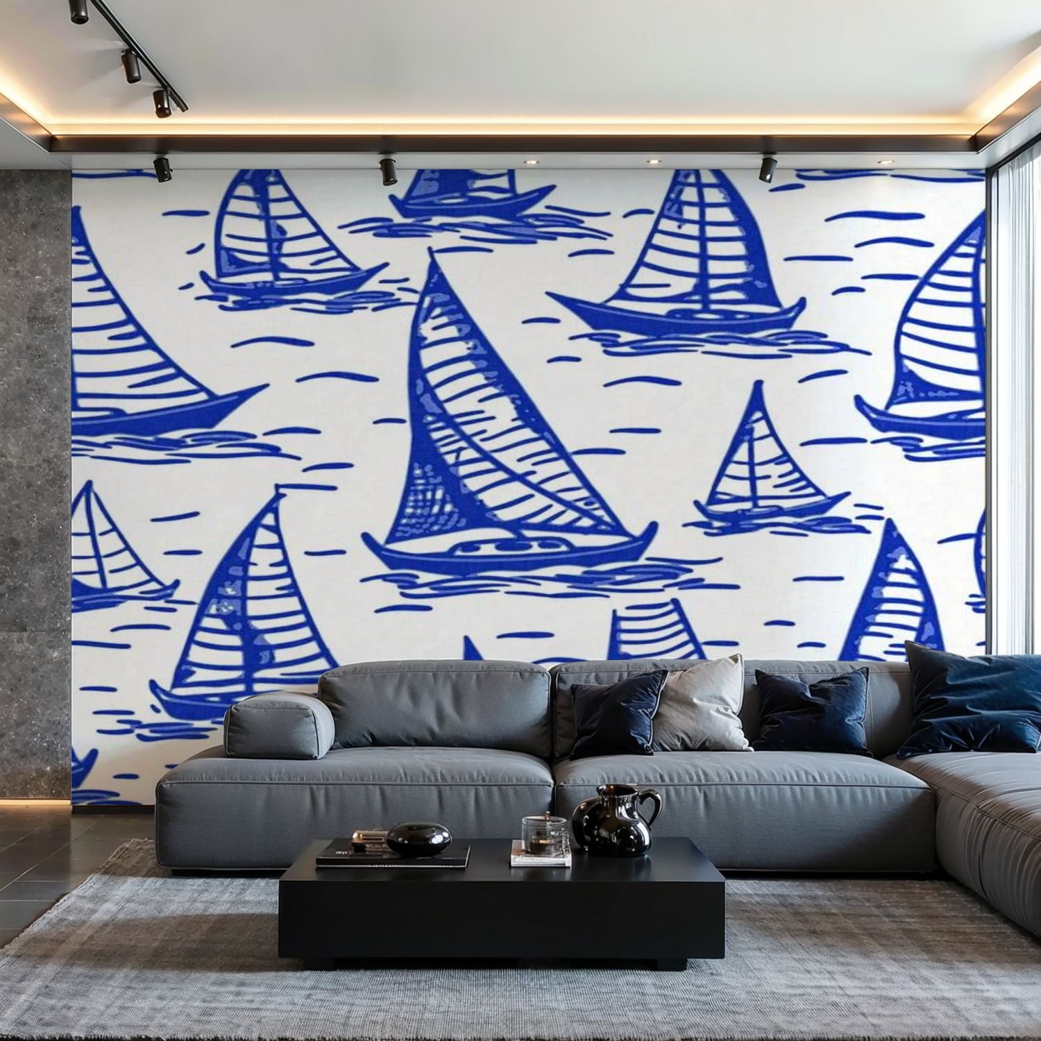 Prxcm Canvas Wall Mural Peel and Stick Large Wallpaper Coastal sail ...