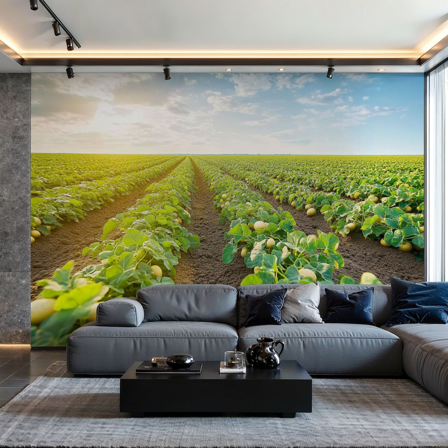 Prxcm Canvas Wall Mural Peel and Stick Large Wallpaper Green field ...
