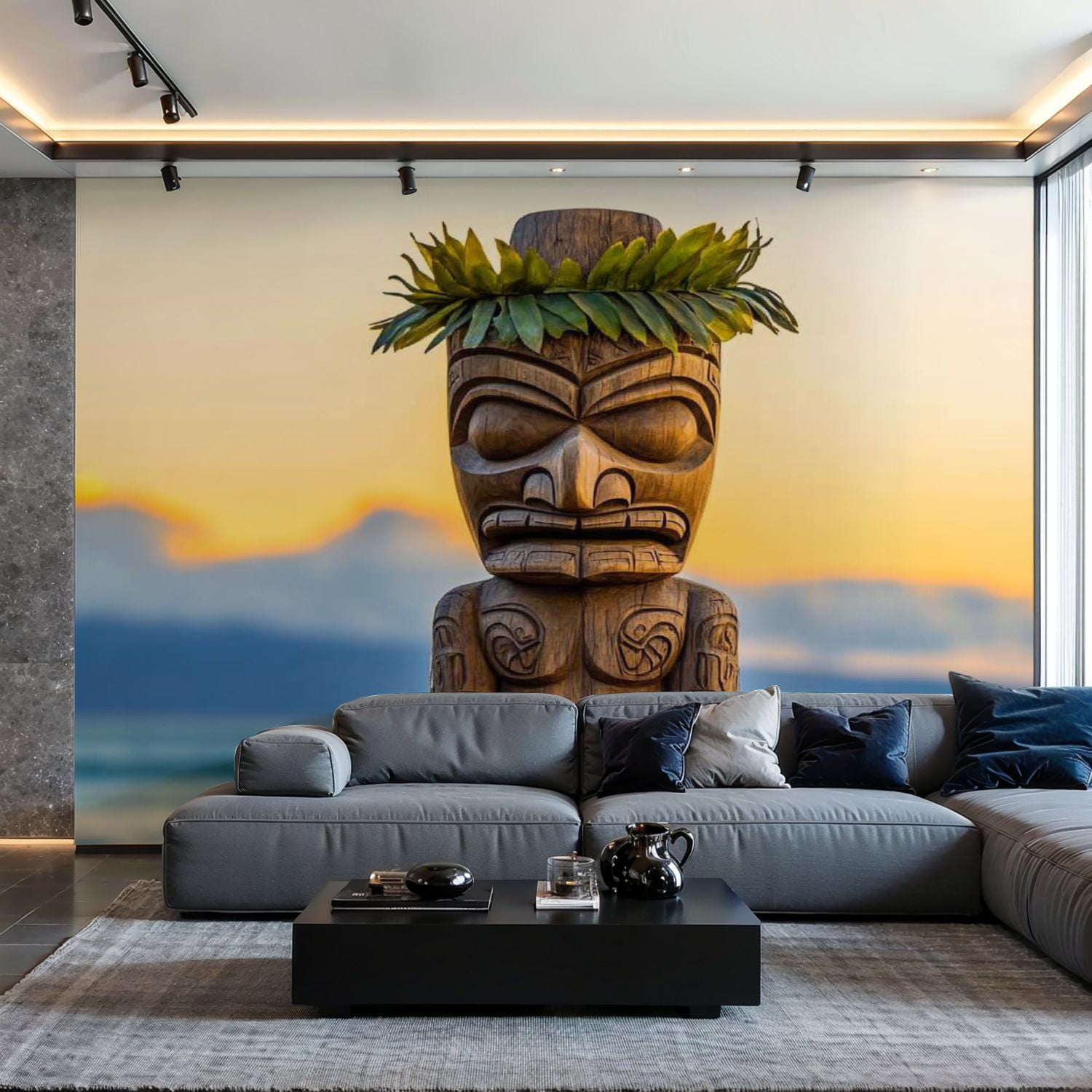 Prxcm Canvas Wall Mural Peel and Stick Large Wallpaper Hawaiian Statue ...