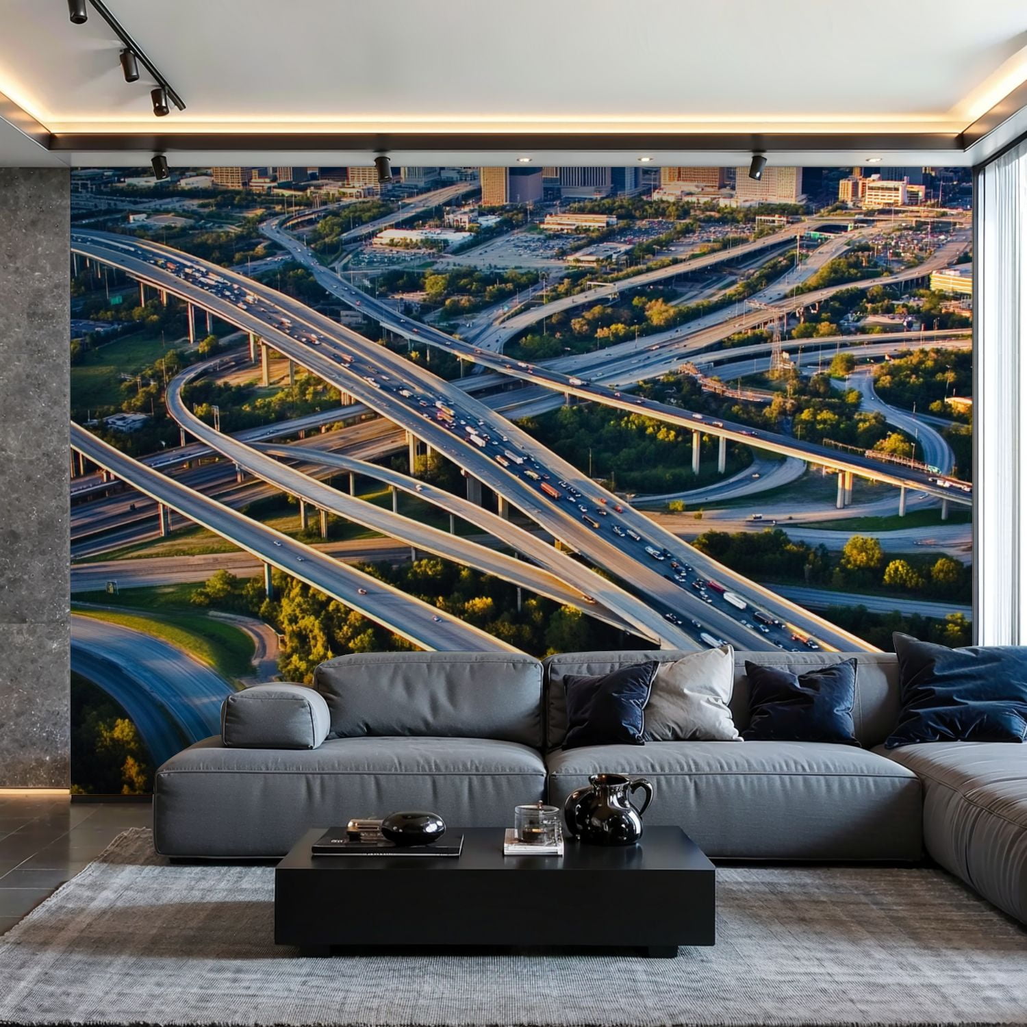 Prxcm Canvas Wall Mural Peel and Stick Large Wallpaper Houston Freeway ...
