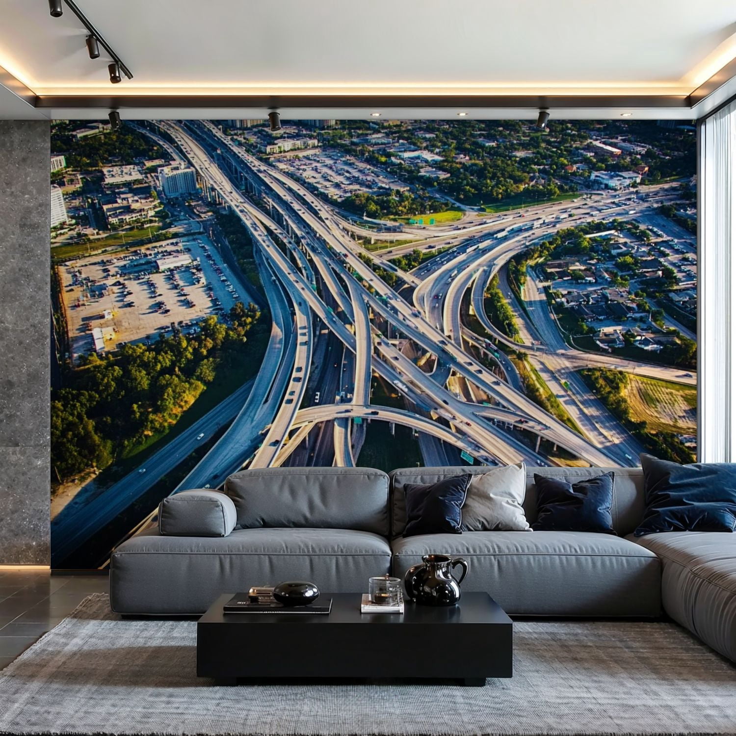 Prxcm Canvas Wall Mural Peel and Stick Large Wallpaper Houston Freeway ...