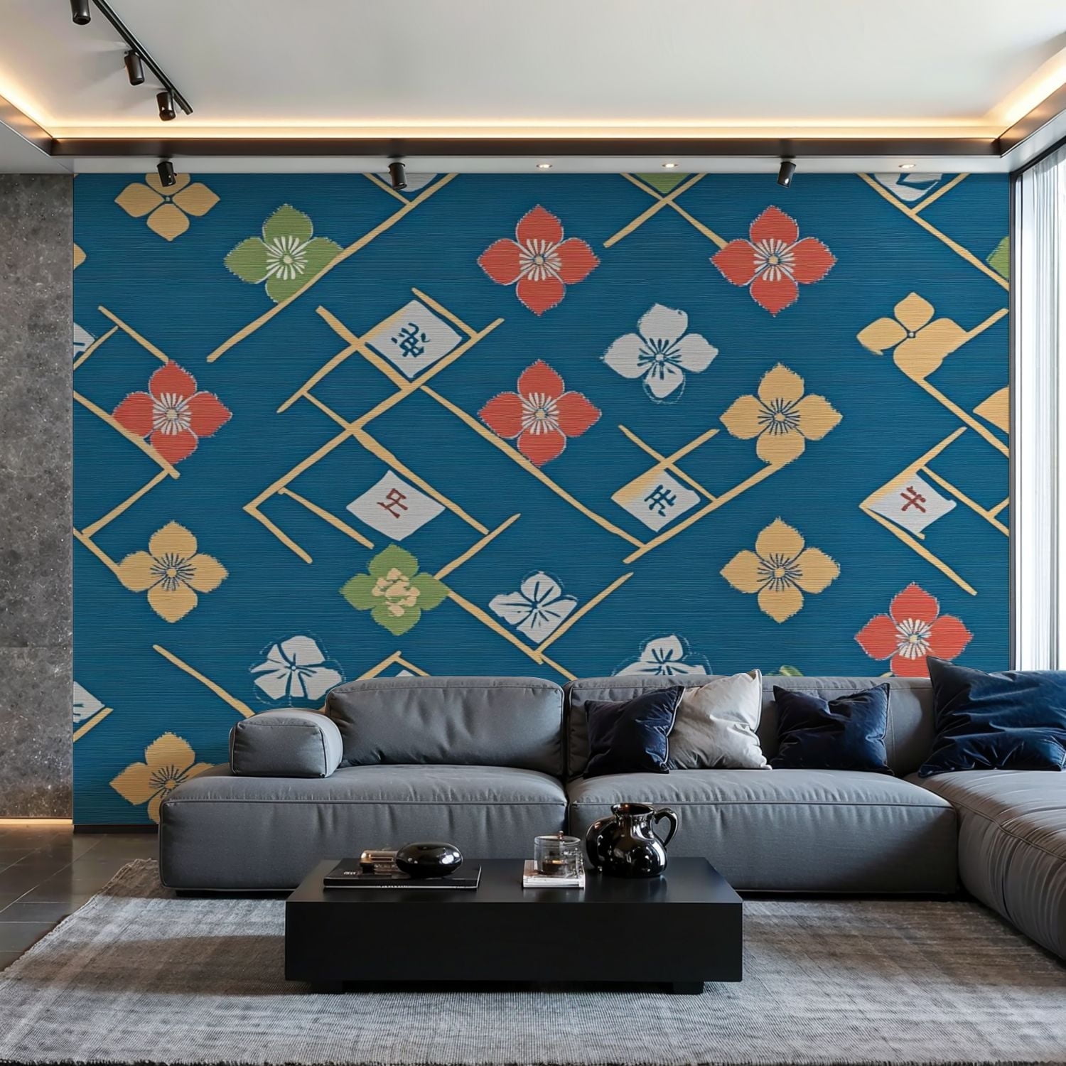 Prxcm Canvas Wall Mural Peel and Stick Large Wallpaper Japanese Diamond ...