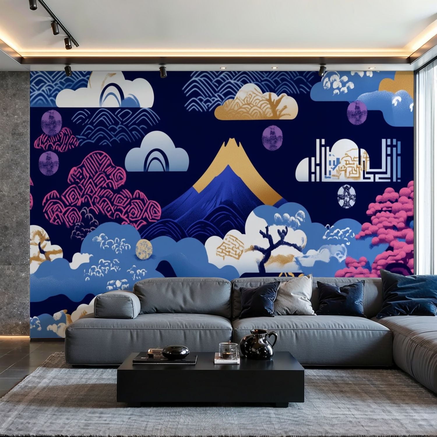 Prxcm Canvas Wall Mural Peel and Stick Large Wallpaper Japanese wave ...