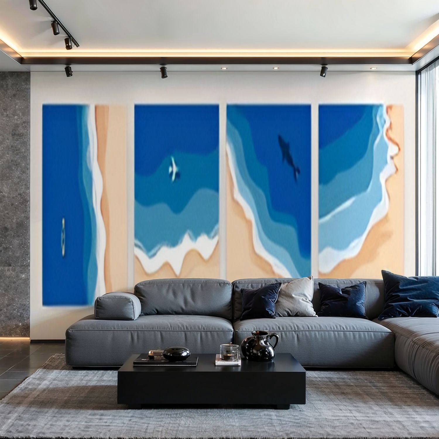 Prxcm Canvas Wall Mural Peel and Stick Large Wallpaper Ocean landscape ...