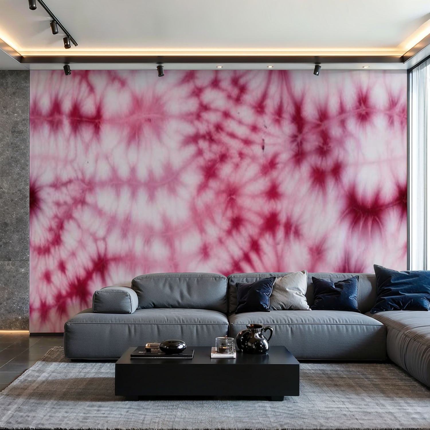 Prxcm Canvas Wall Mural Peel and Stick Large Wallpaper Pink White ...