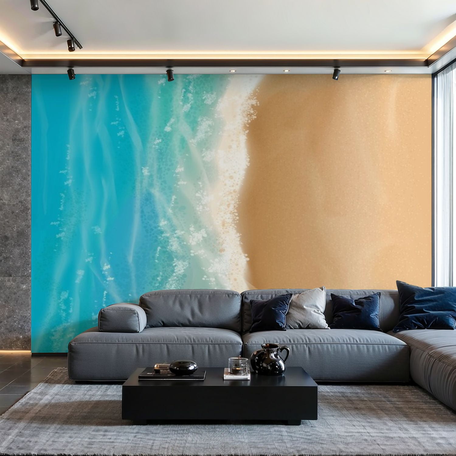 Prxcm Canvas Wall Mural Peel and Stick Large Wallpaper Realistic sea ...