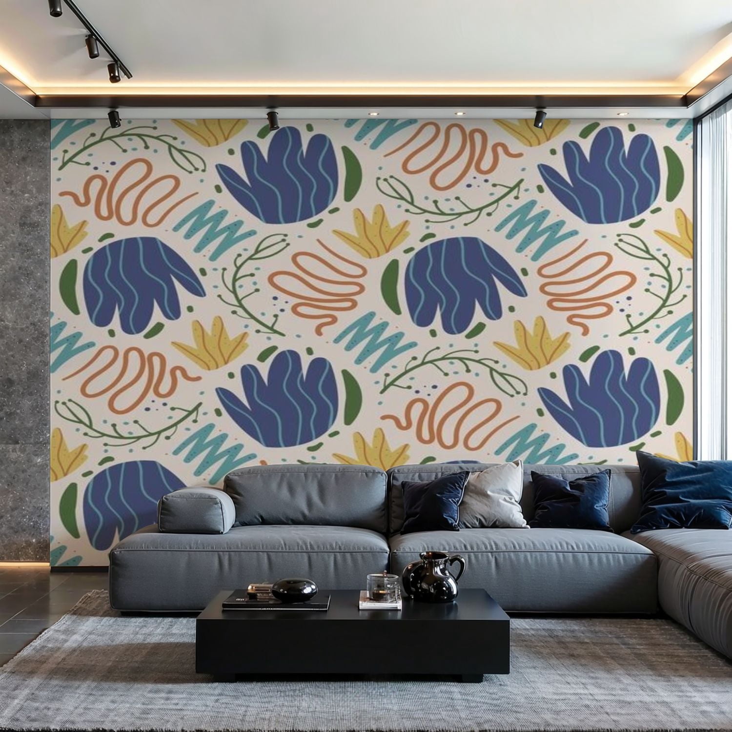 Prxcm Canvas Wall Mural Peel and Stick Large Wallpaper Retro abstract ...