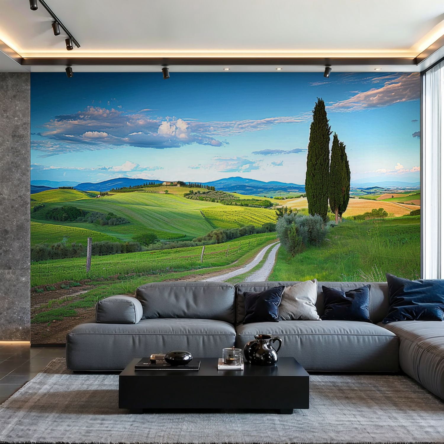 Prxcm Canvas Wall Mural Peel and Stick Large Wallpaper Road to Tuscany ...