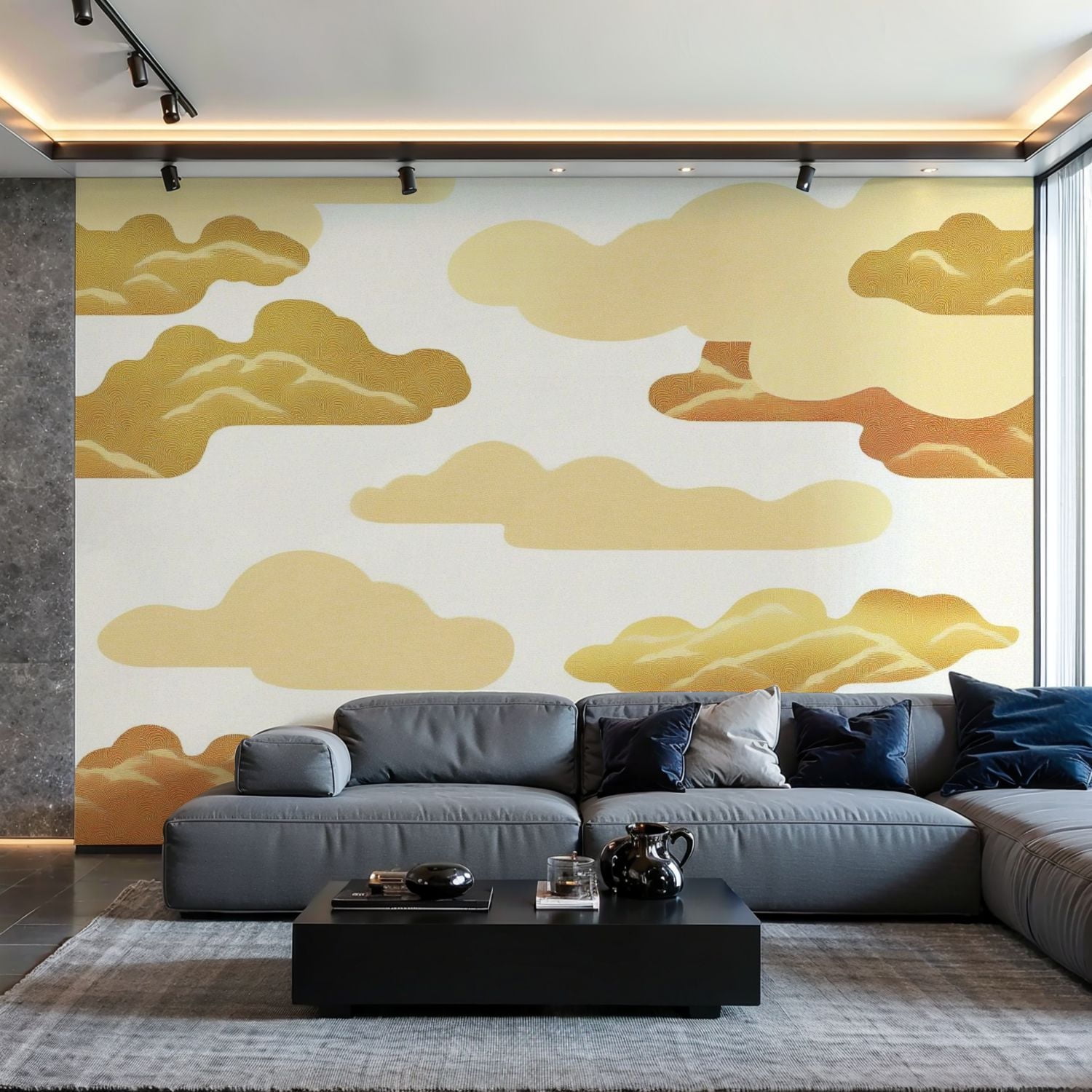 Prxcm Canvas Wall Mural Peel and Stick Large Wallpaper Seamless clouds ...