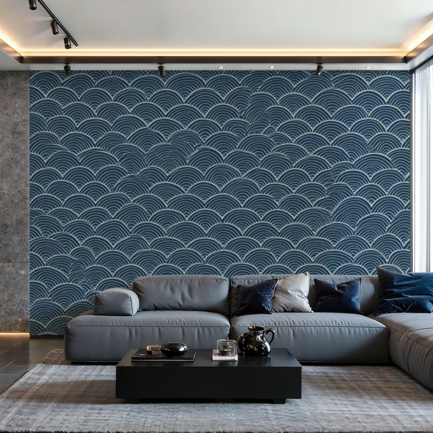 Prxcm Canvas Wall Mural Peel and Stick Large Wallpaper Seamless japanese wave Repeating ocean ...