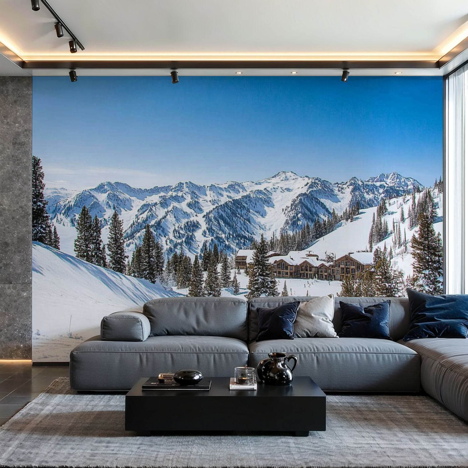 Prxcm Canvas Wall Mural Peel and Stick Large Wallpaper Snowy Riges ...