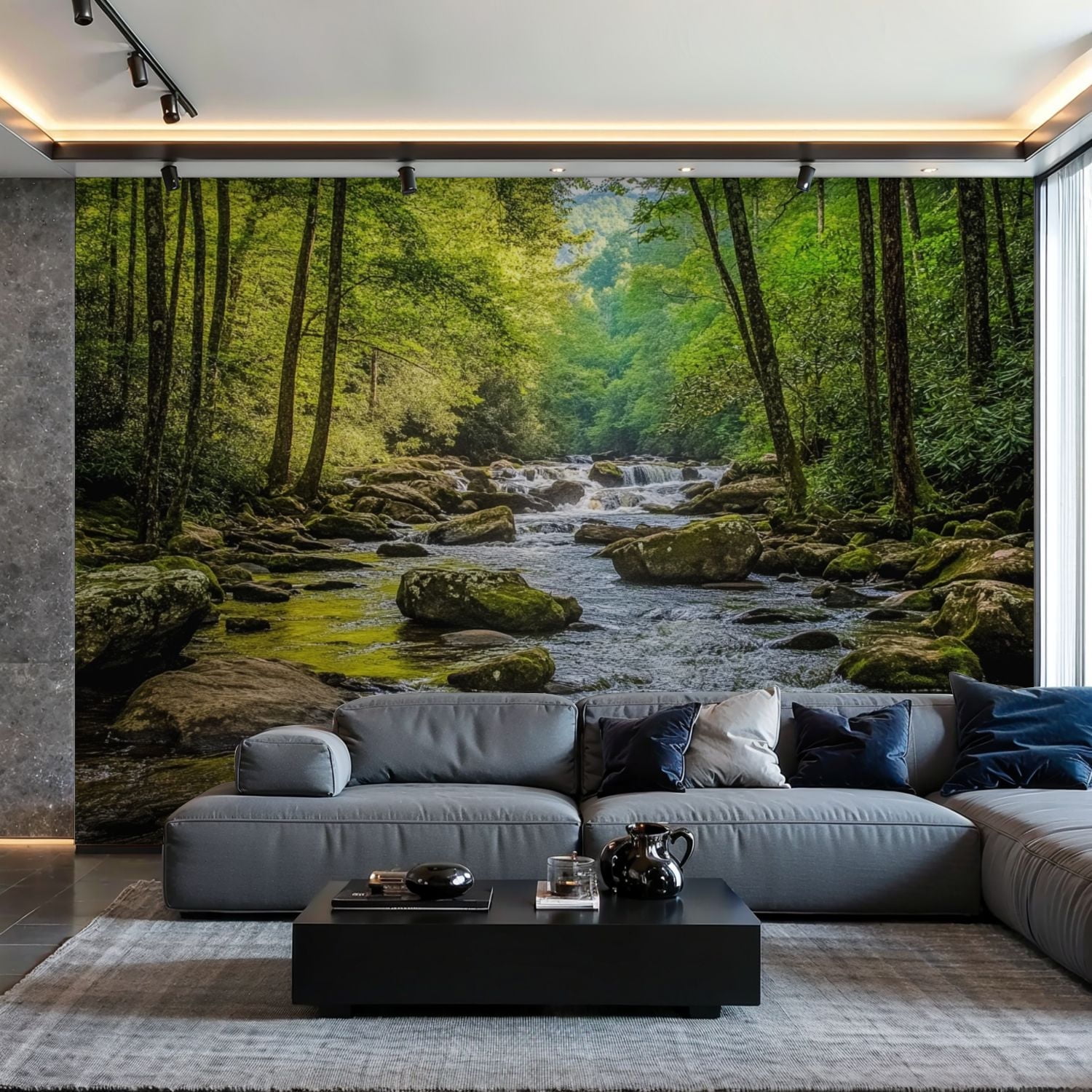 Prxcm Canvas Wall Mural Peel and Stick Large Wallpaper Stream Flowing ...