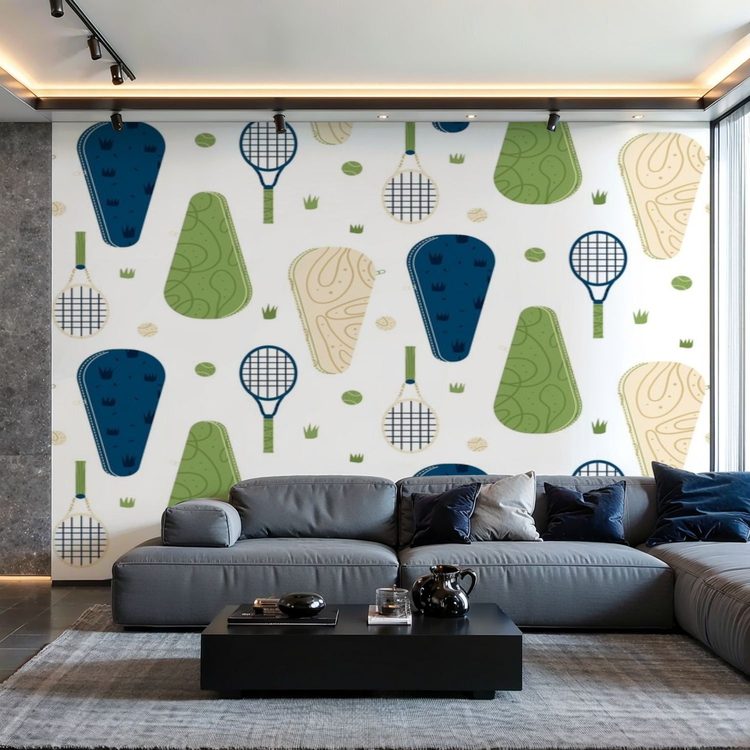 Prxcm Canvas Wall Mural Peel and Stick Large Wallpaper Tennis seamless ...