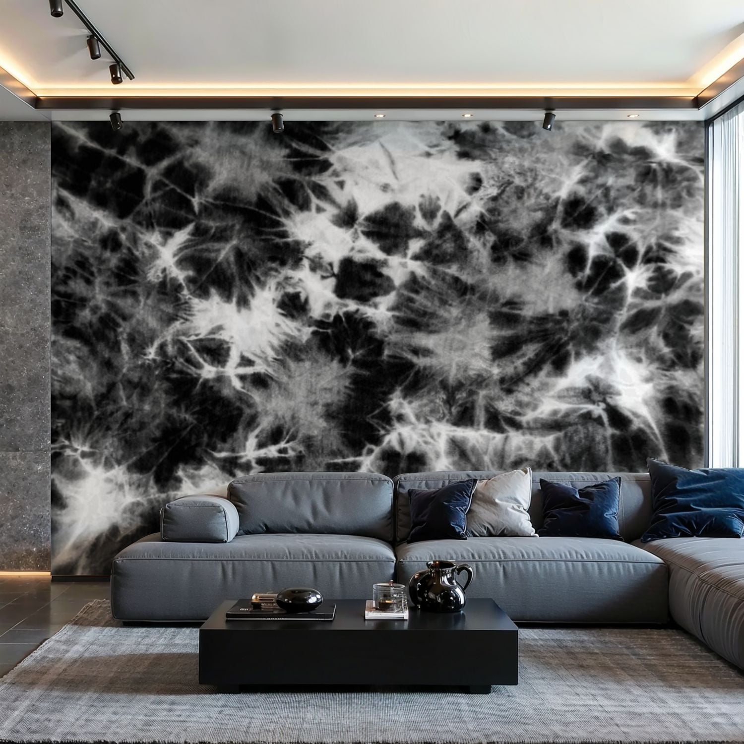 Prxcm Canvas Wall Mural Peel and Stick Large Wallpaper Tie dye Shibori ...