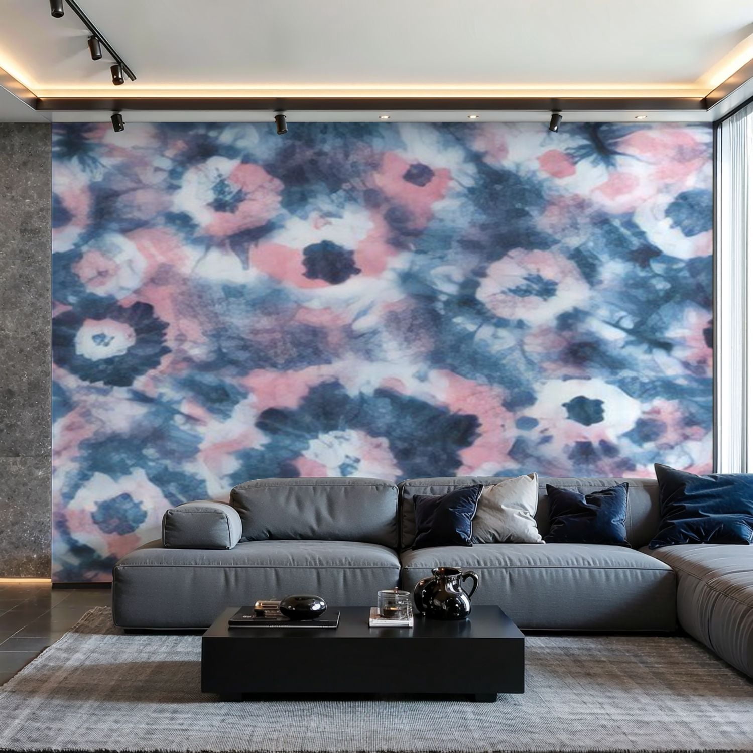 Prxcm Canvas Wall Mural Peel and Stick Large Wallpaper Tie dye shibori ...