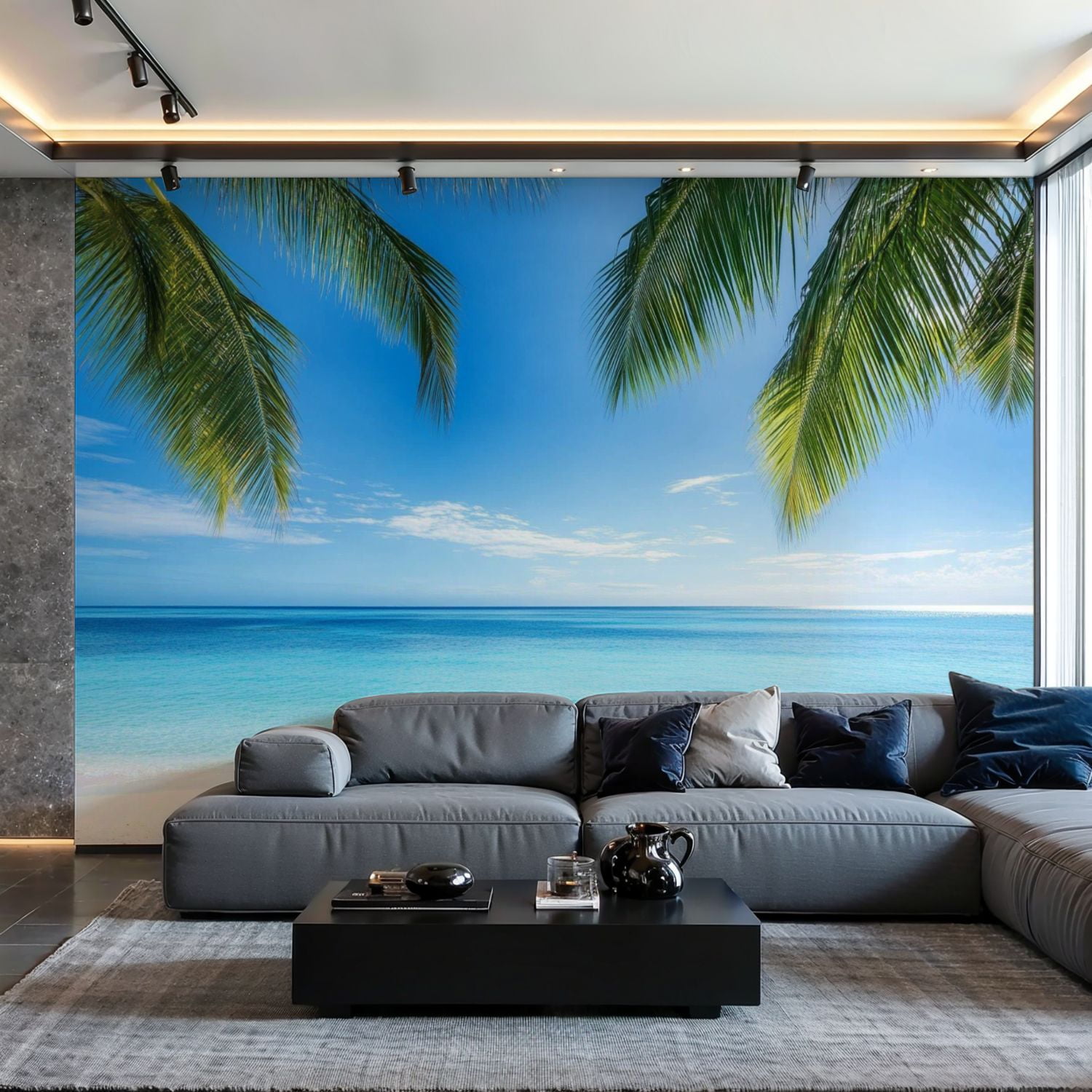 Prxcm Canvas Wall Mural Peel and Stick Large Wallpaper beach scene for ...