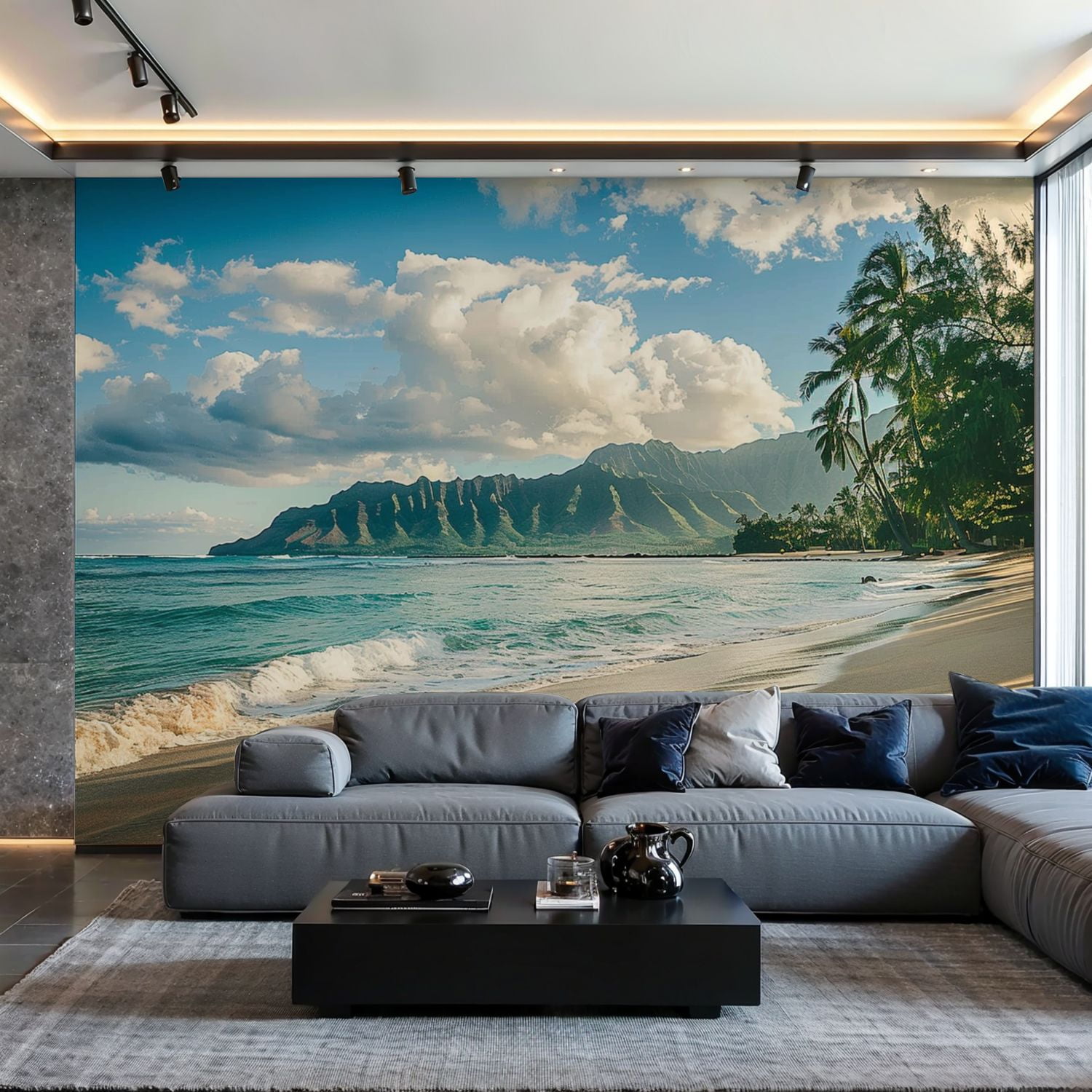 Prxcm Canvas Wall Mural Peel and Stick Large Wallpaper empty beach oahu ...