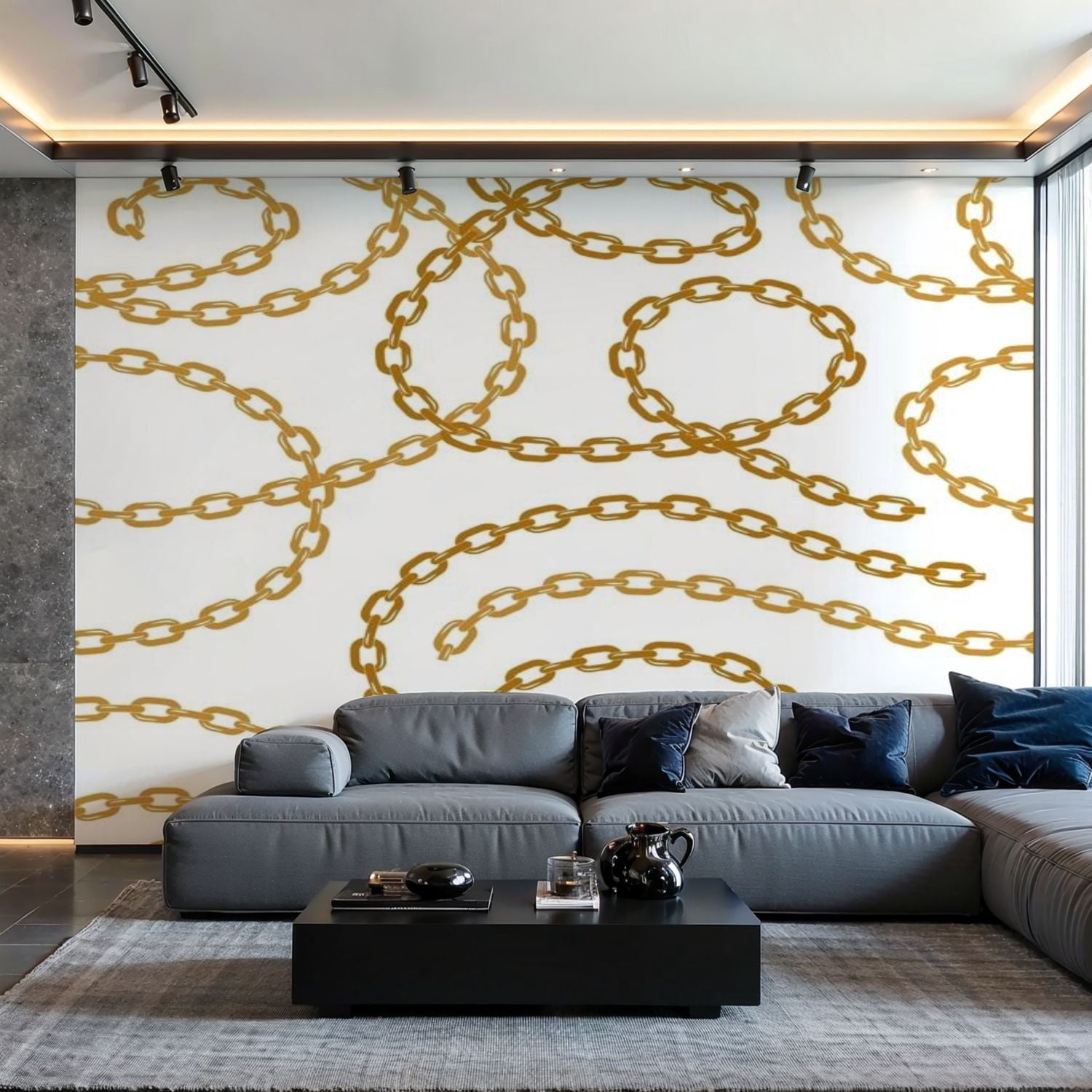Prxcm Canvas Wall Mural Peel and Stick Large Wallpaper golden chains ...