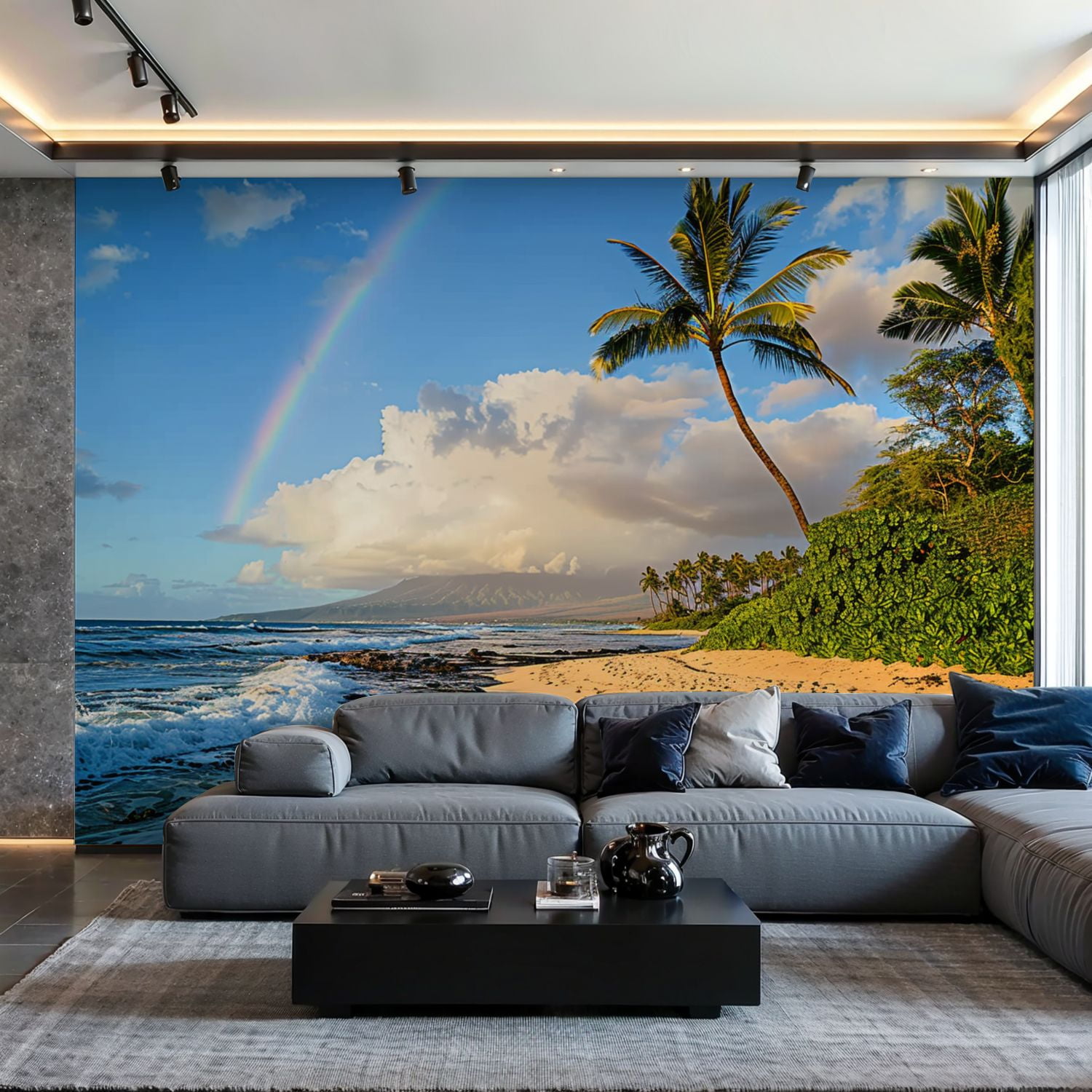 Prxcm Canvas Wall Mural Peel and Stick Large Wallpaper rainbow surfing ...