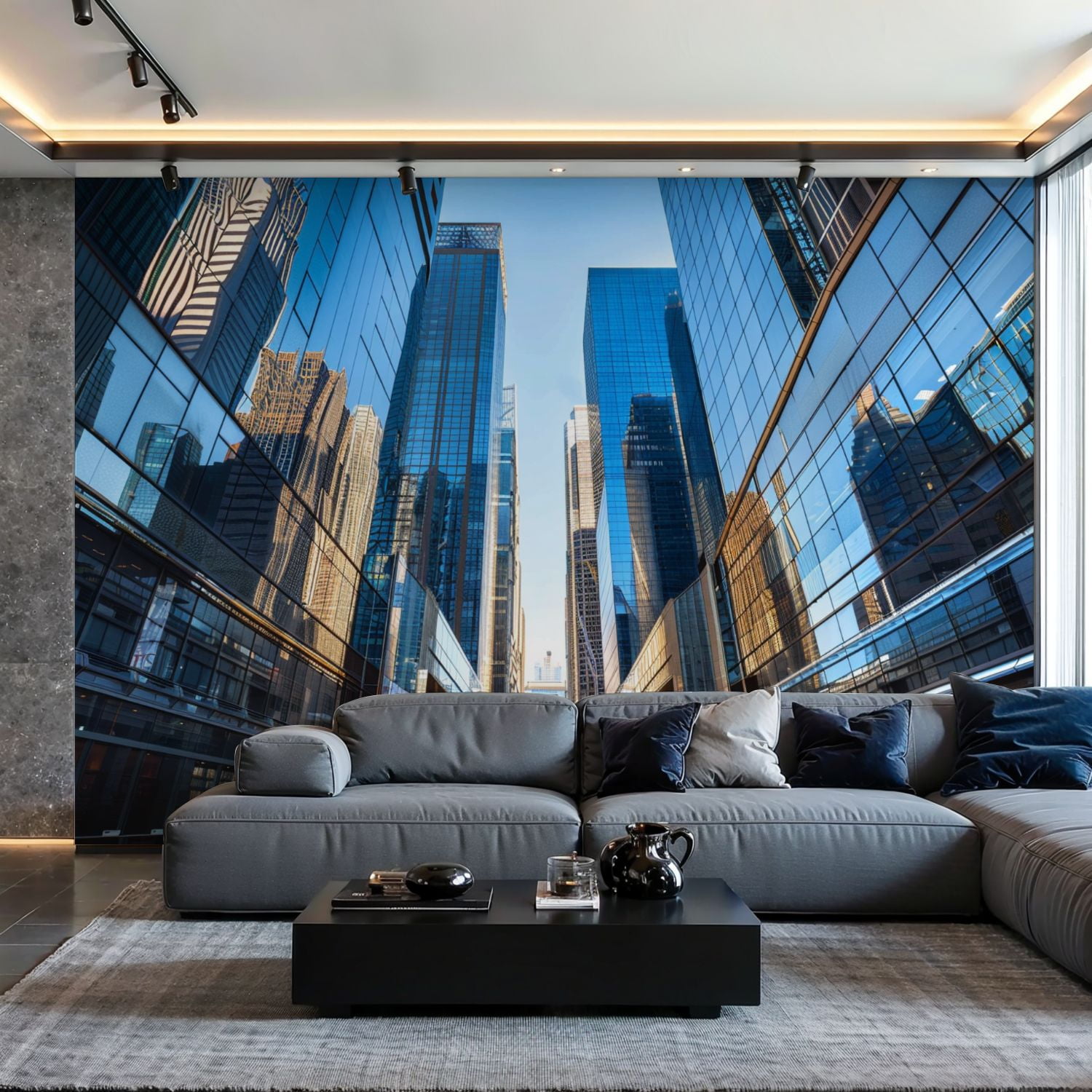 Prxcm Canvas Wall Mural Peel and Stick Large Wallpaper skyscrapers New ...