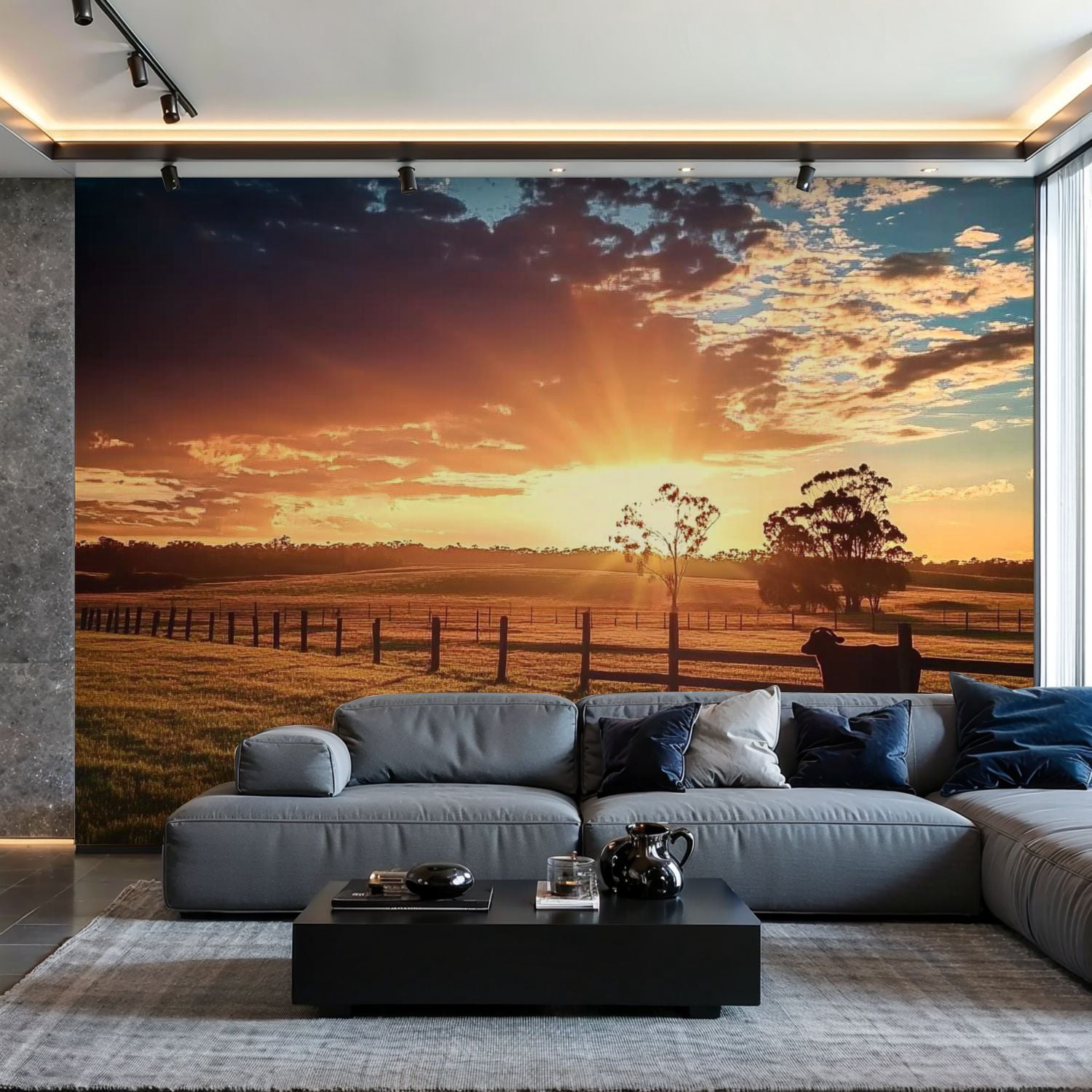 Prxcm Canvas Wall Mural Peel and Stick Large Wallpaper sunset view ...