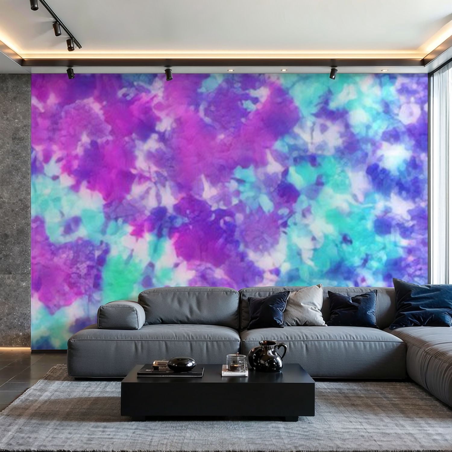 Prxcm Canvas Wall Mural Peel and Stick Large Wallpaper tie dye dye ...