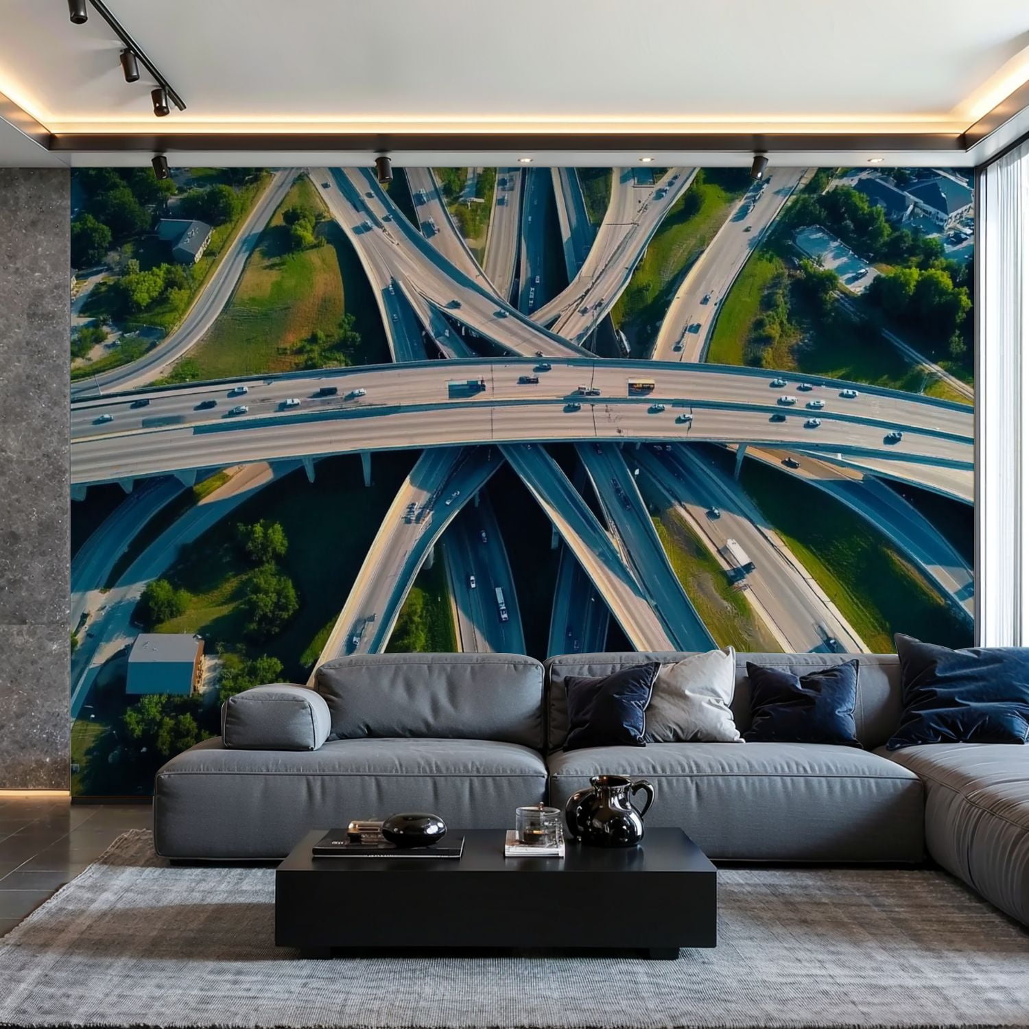 Prxcm Canvas Wall Mural Peel and Stick Large Wallpaper Highway Wall Art ...