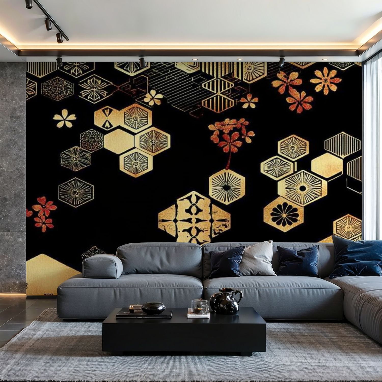 Prxcm Canvas Wall Mural Peel and Stick Large Wallpaper Japanese pattern ...