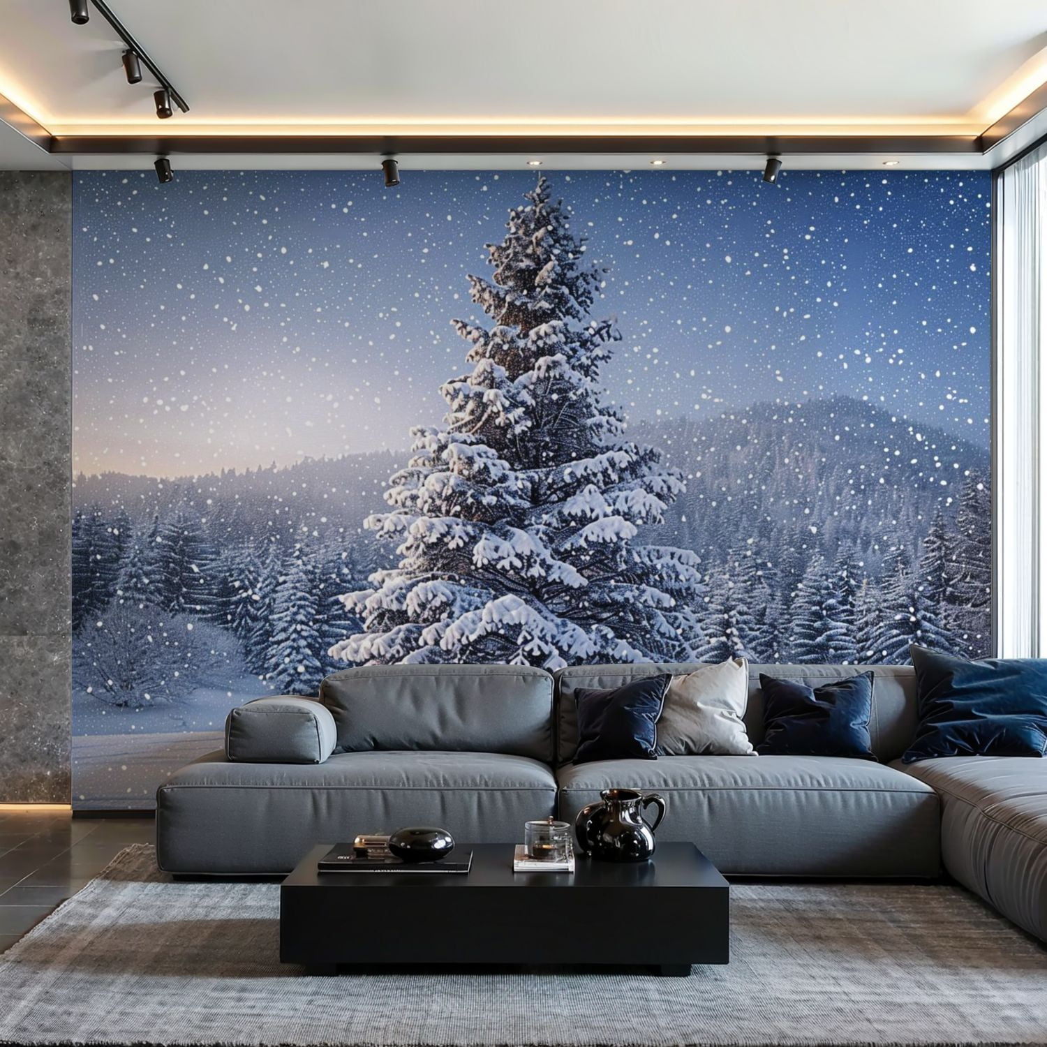 Prxcm Canvas Wall Mural Peel and Stick Large Wallpaper Winter Tree Wall ...