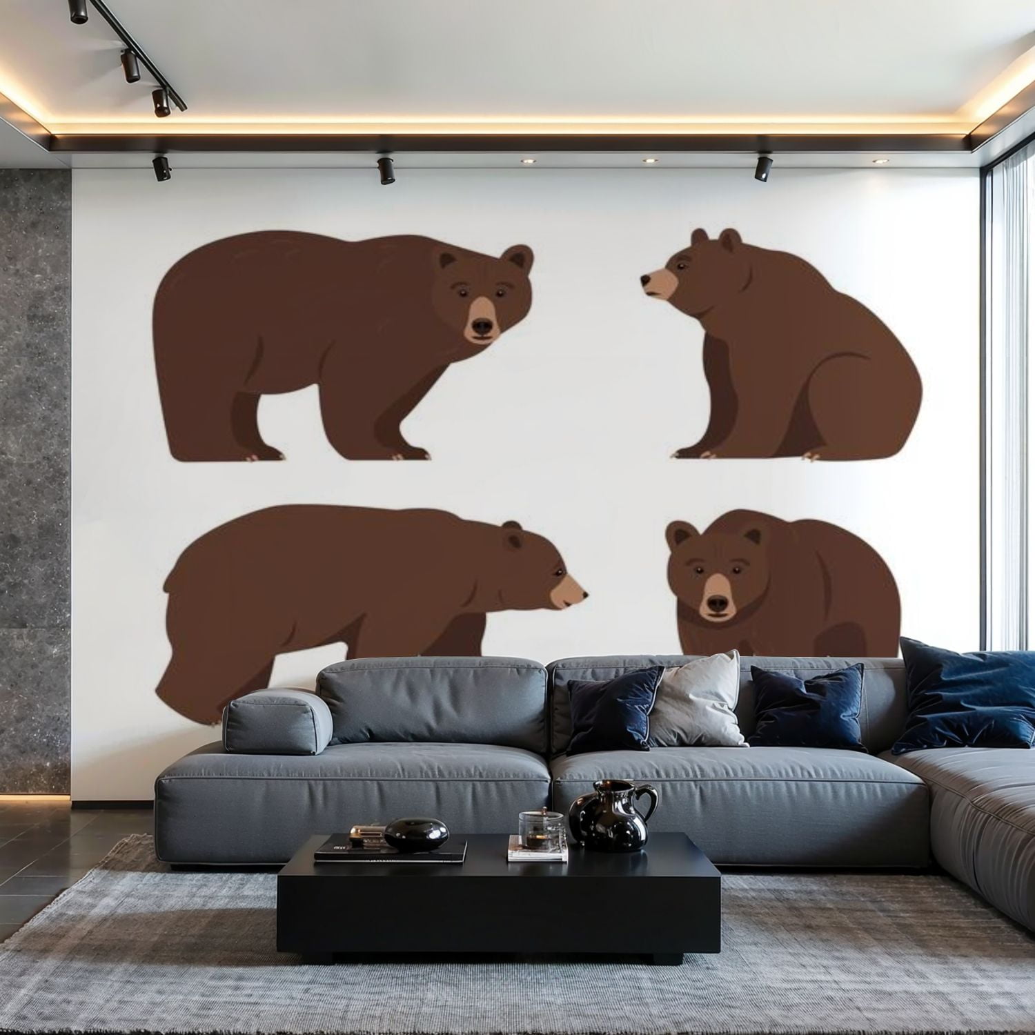 Prxcm Peel And Stick Canvas Wallpaper Set Bears Different Poses Wild ...