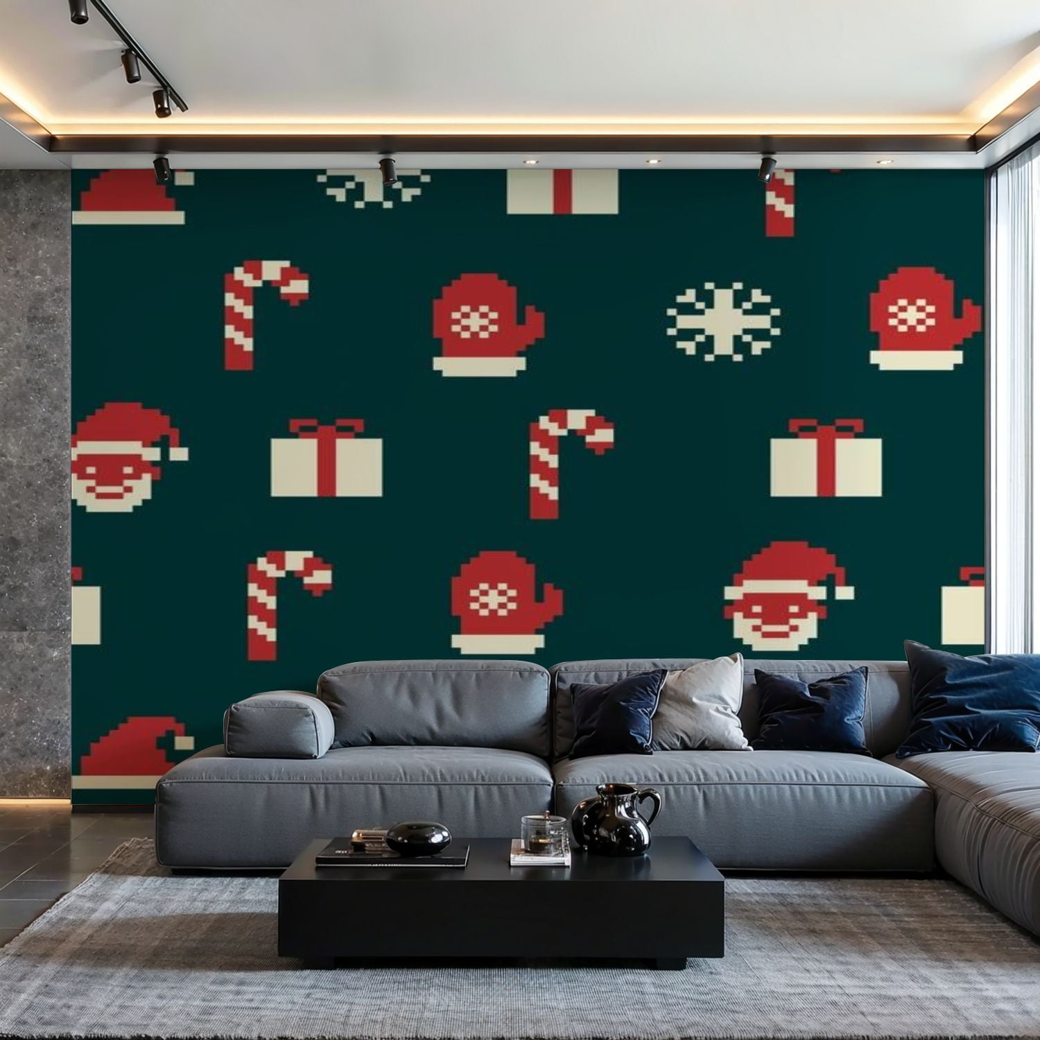 Prxcm Peel and Stick Canvas Wallpaper 8bit pixel Christmas sweater ...