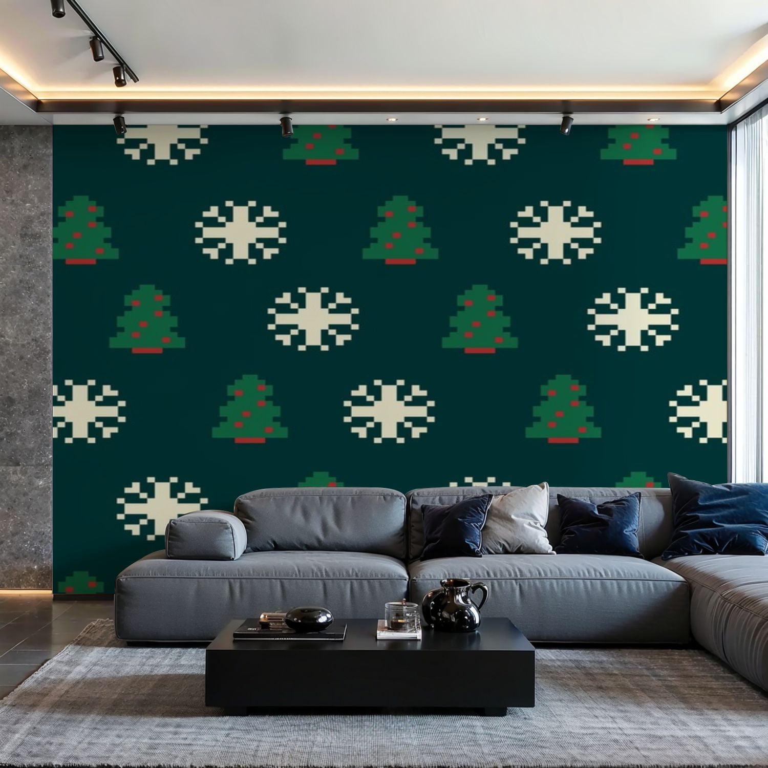 Prxcm Peel and Stick Canvas Wallpaper 8bit pixel Christmas sweater ...