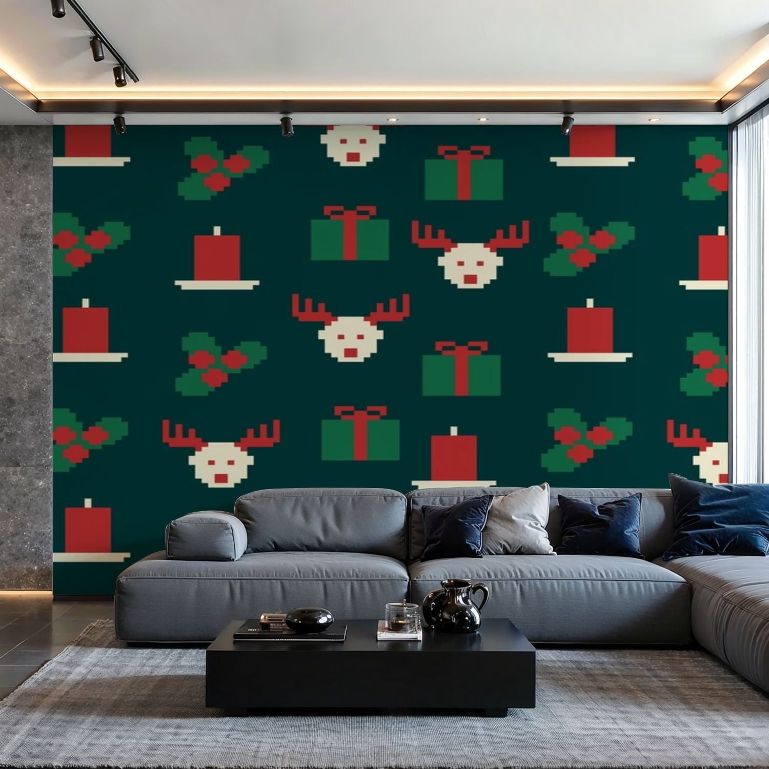Prxcm Peel and Stick Canvas Wallpaper 8bit pixel Christmas sweater ...