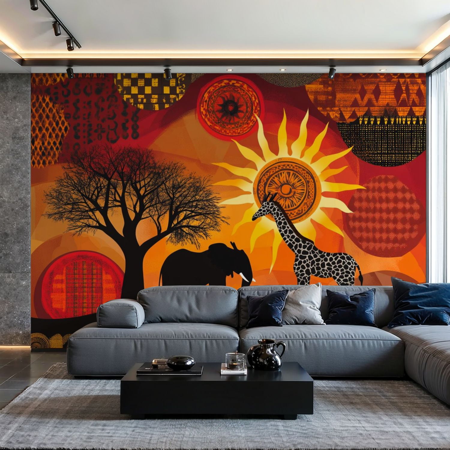 Prxcm Peel and Stick Canvas Wallpaper African Tribe Symbol Africa Map ...