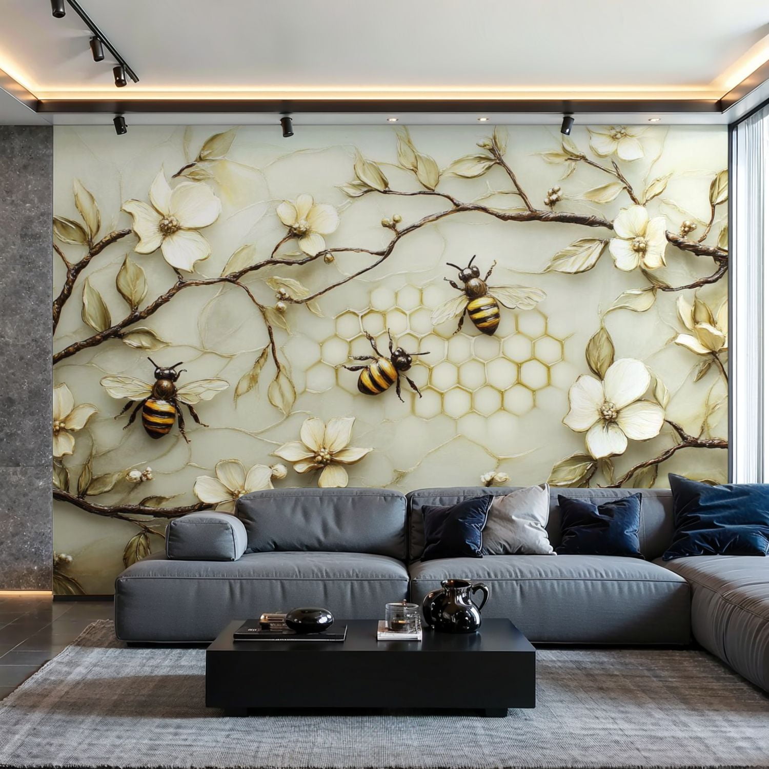 Prxcm Peel and Stick Canvas Wallpaper Bee Diy Oil Painting Honeycomb ...