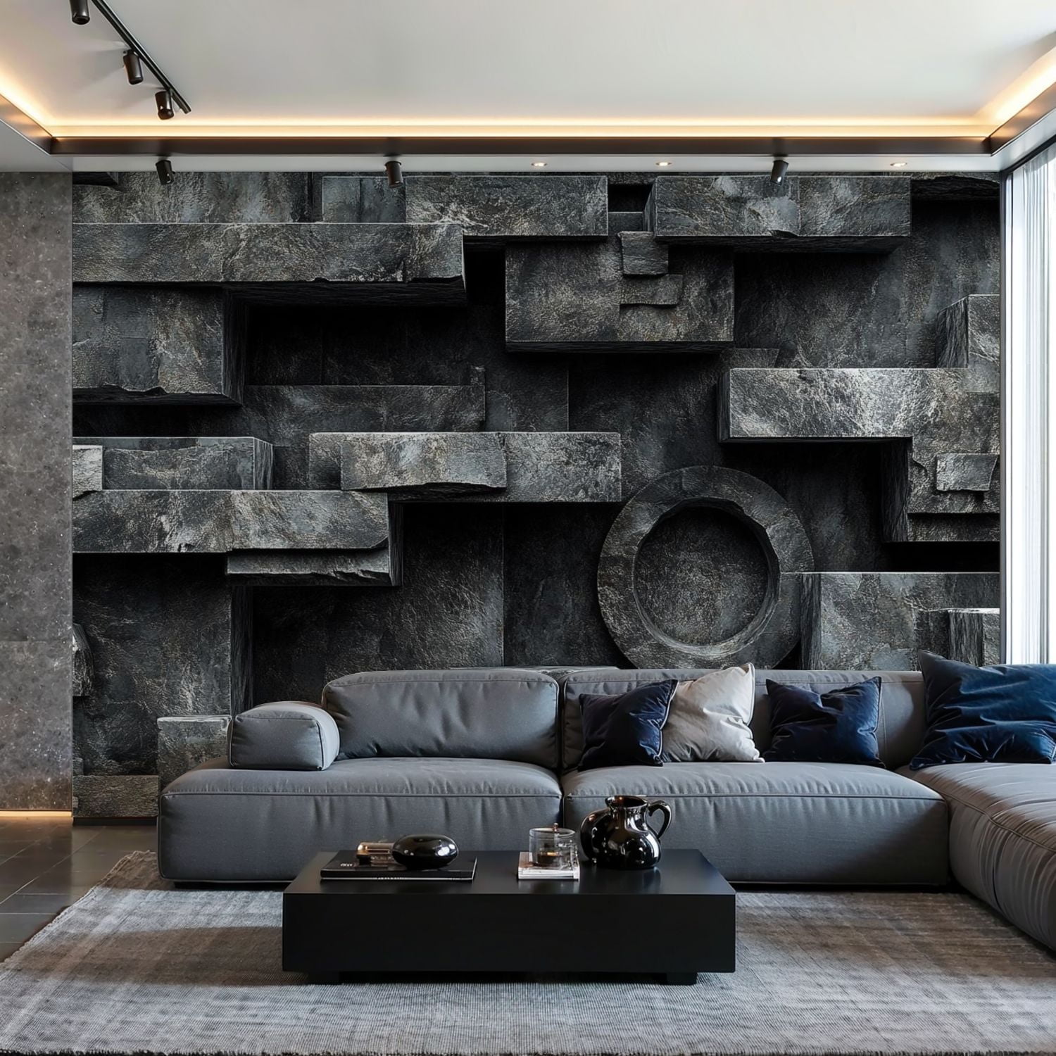 Prxcm Peel and Stick Canvas Wallpaper Black Abstract Modern Geometric ...