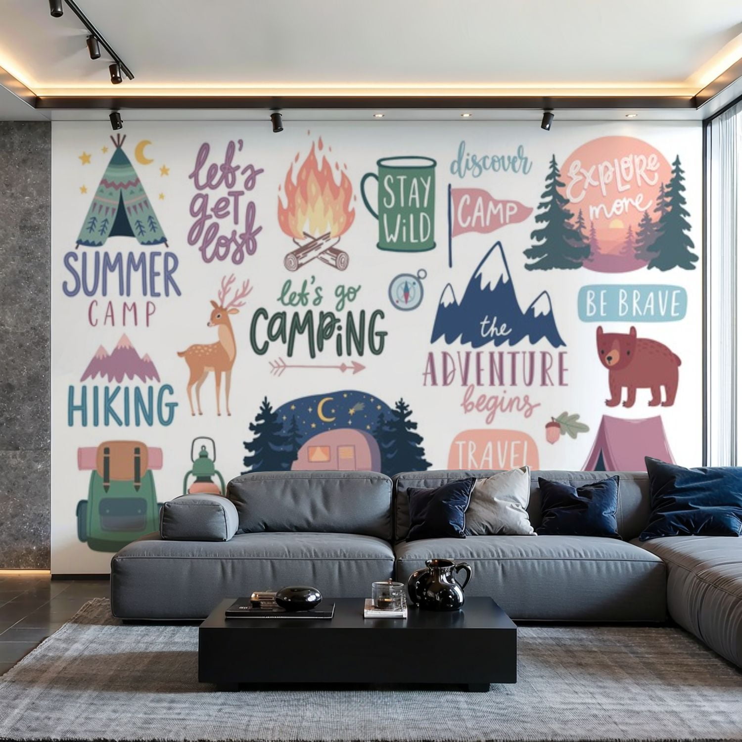 Prxcm Peel And Stick Canvas Wallpaper Camping Hiking Adventure ...