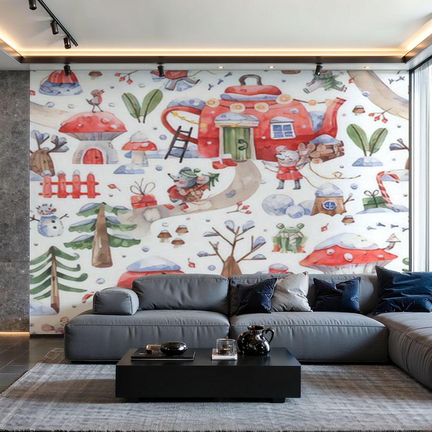 Prxcm Peel and Stick Canvas Wallpaper Cartoon Christmas seamless ...