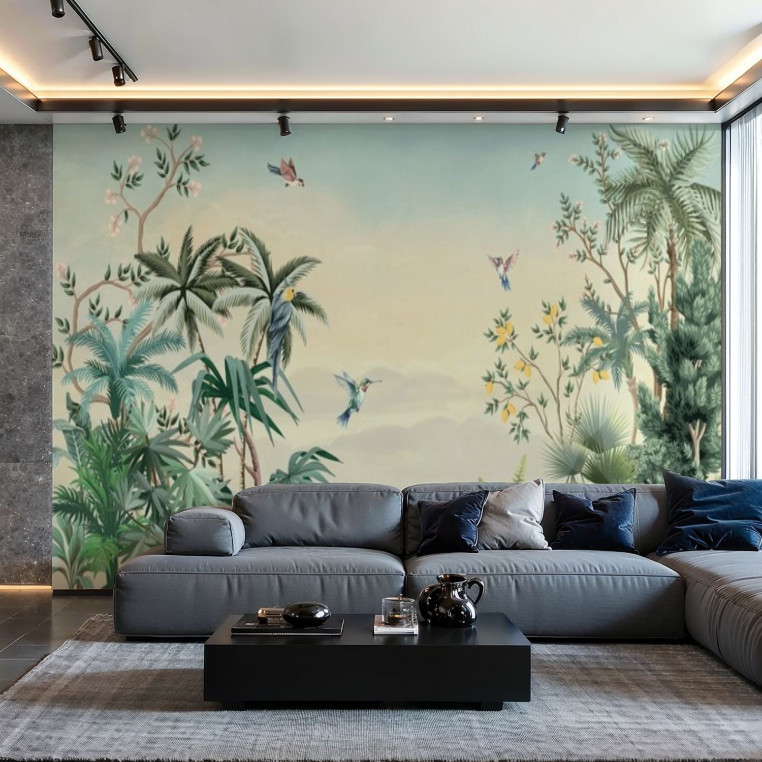 Prxcm Peel and Stick Canvas Wallpaper Chinoiserie Mural Timeless ...