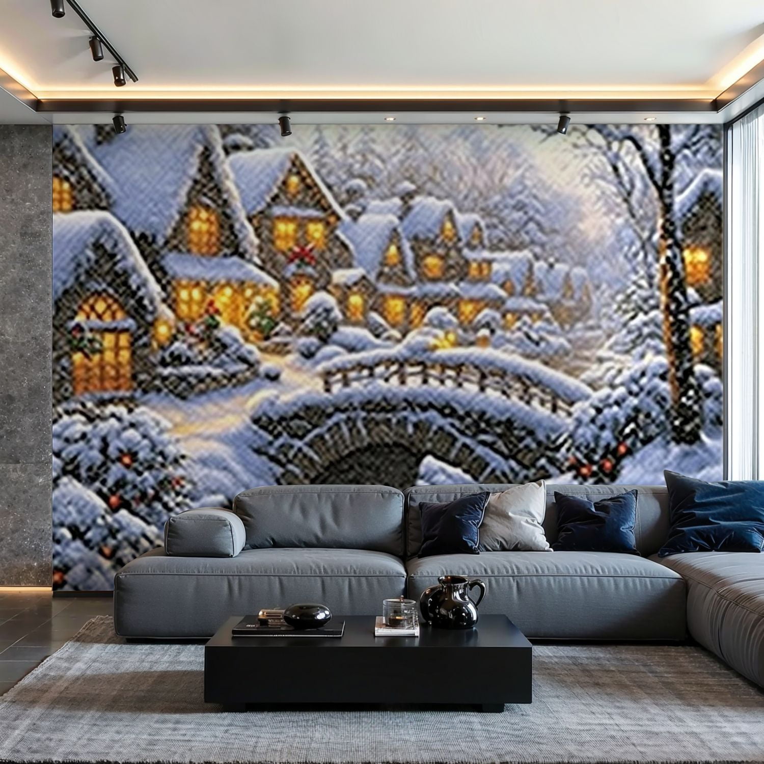 Prxcm Peel and Stick Canvas Wallpaper Christmas Hand Painted Christmas ...