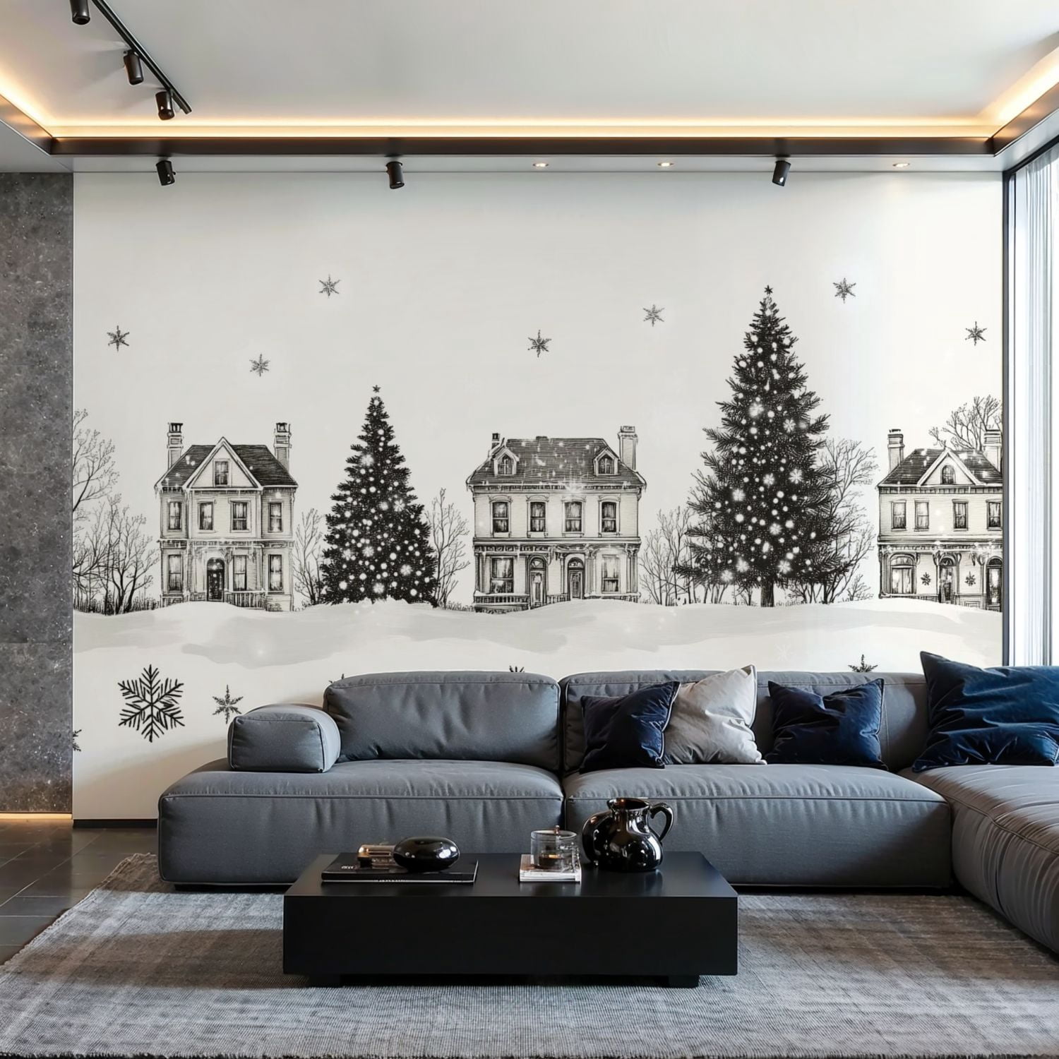 Prxcm Peel and Stick Canvas Wallpaper Christmas Winter White Simple ...