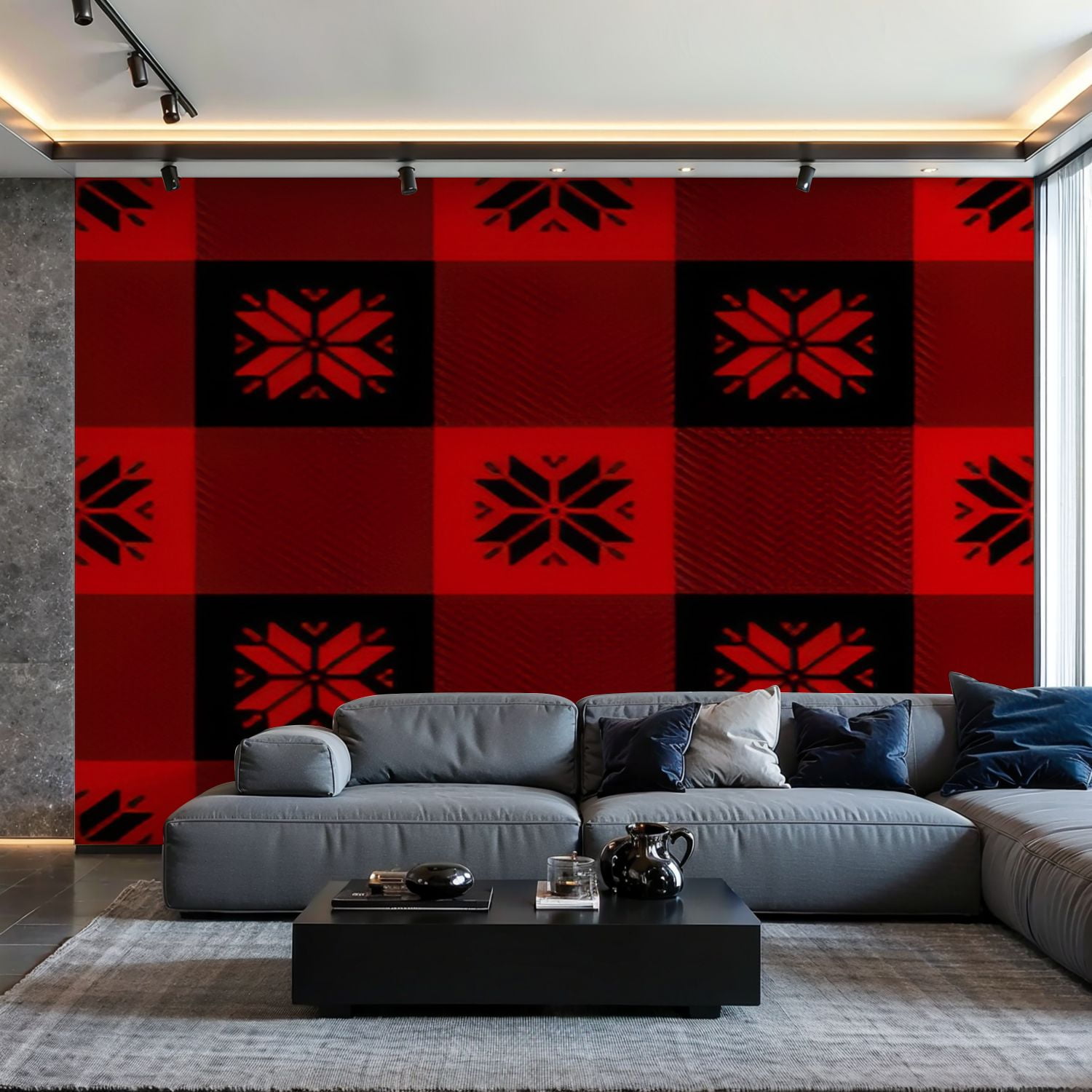 Prxcm Peel and Stick Canvas Wallpaper Christmas plaid pattern for ...