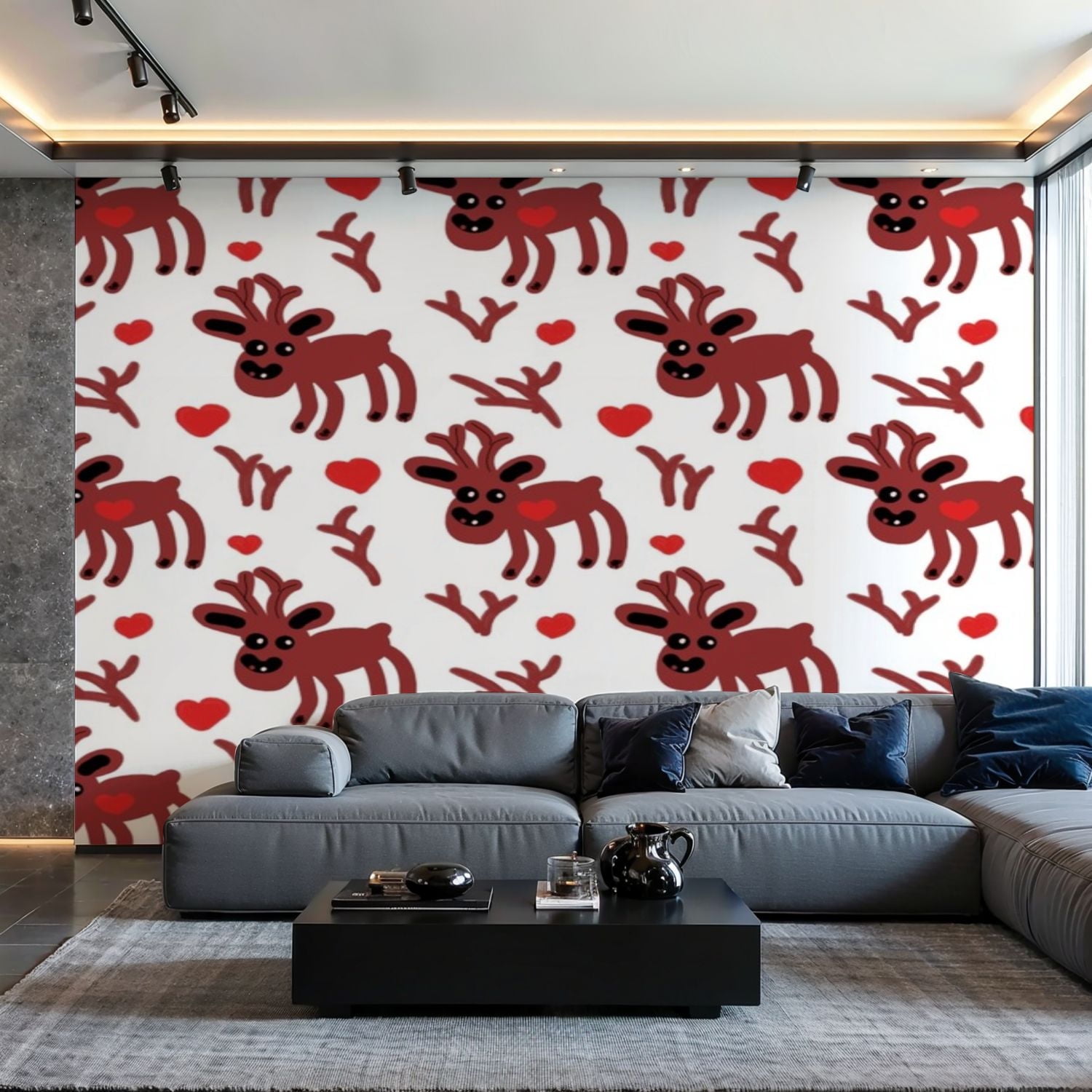 Prxcm Peel and Stick Canvas Wallpaper Christmas repeating pattern Hand ...