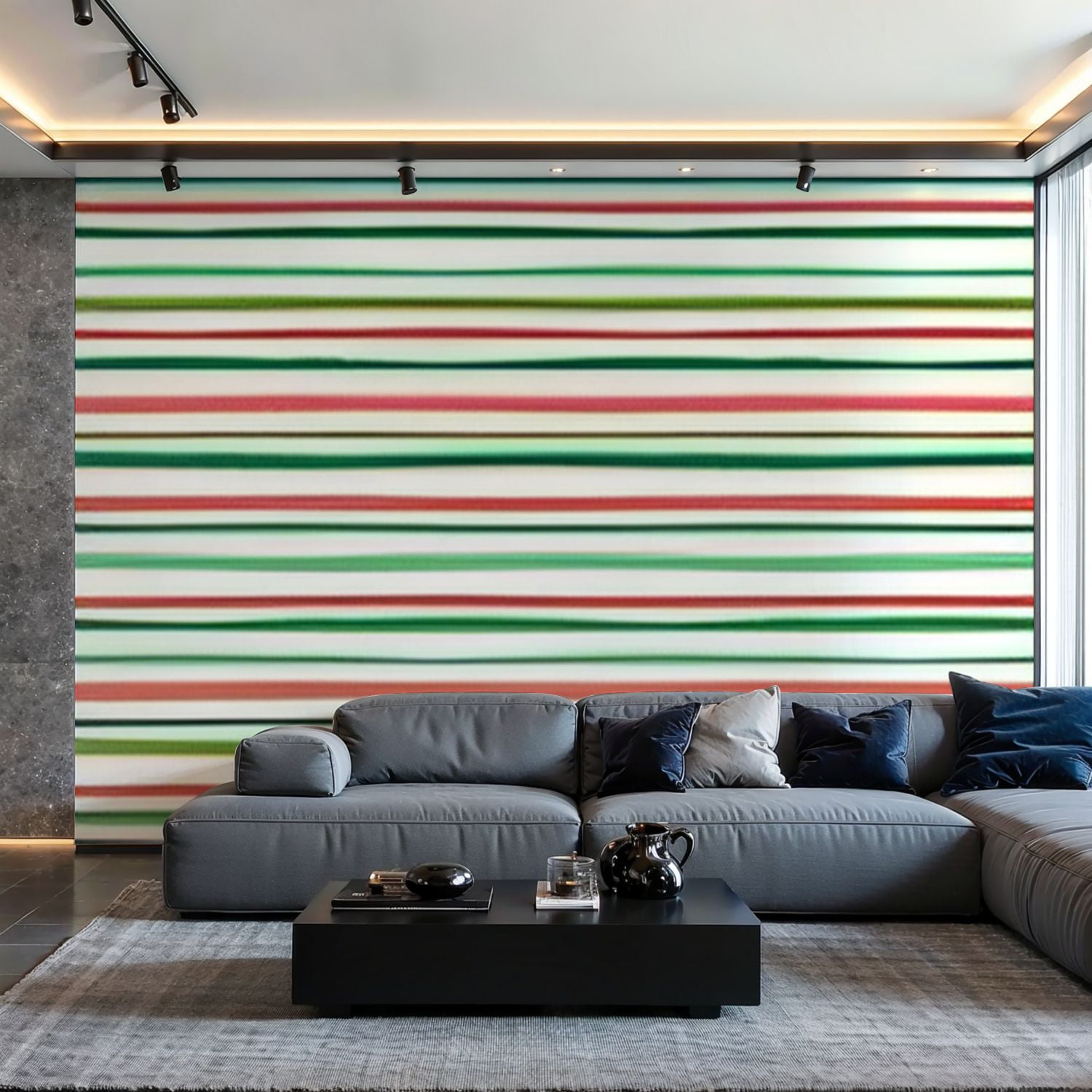 Prxcm Peel and Stick Canvas Wallpaper Christmas stripe pattern border ...