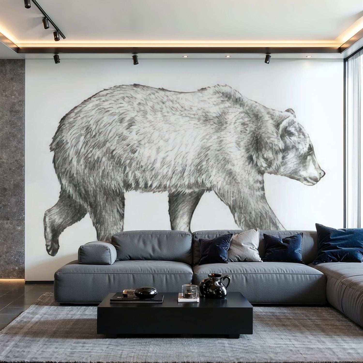 Prxcm Peel And Stick Canvas Wallpaper A Grizzly Bear Side View ...